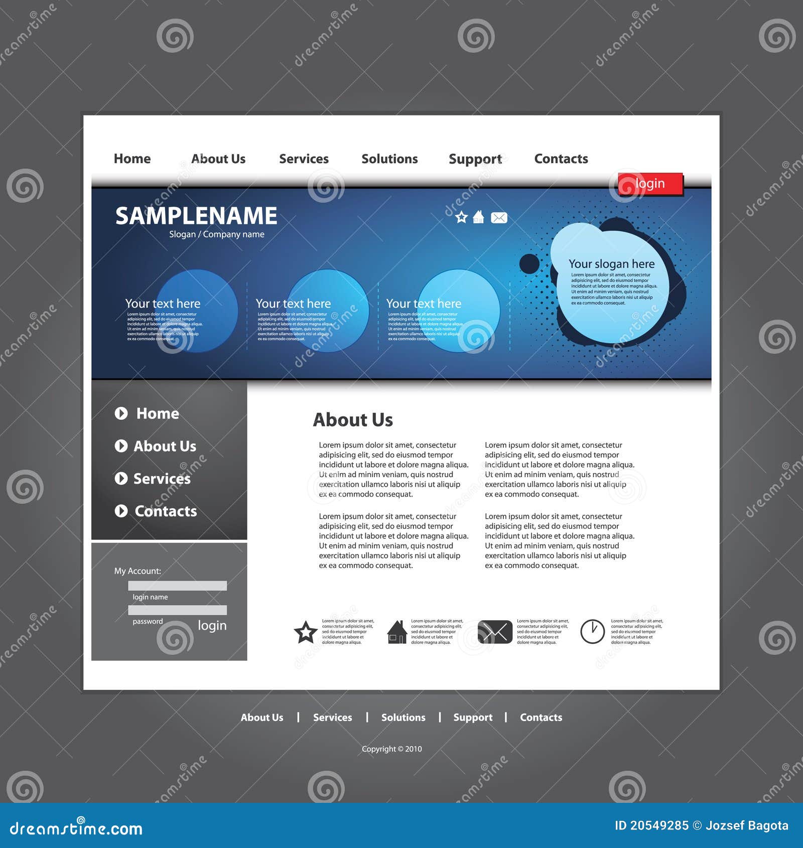 Modelo Del Web Site Del Asunto En Forma Editable Ilustración del Vector ...