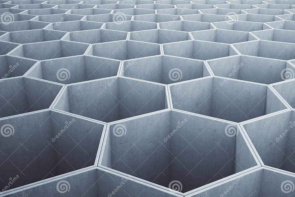 Modelo Hexagonal Concreto Gris Claro Abstracto Representación 3d Stock ...