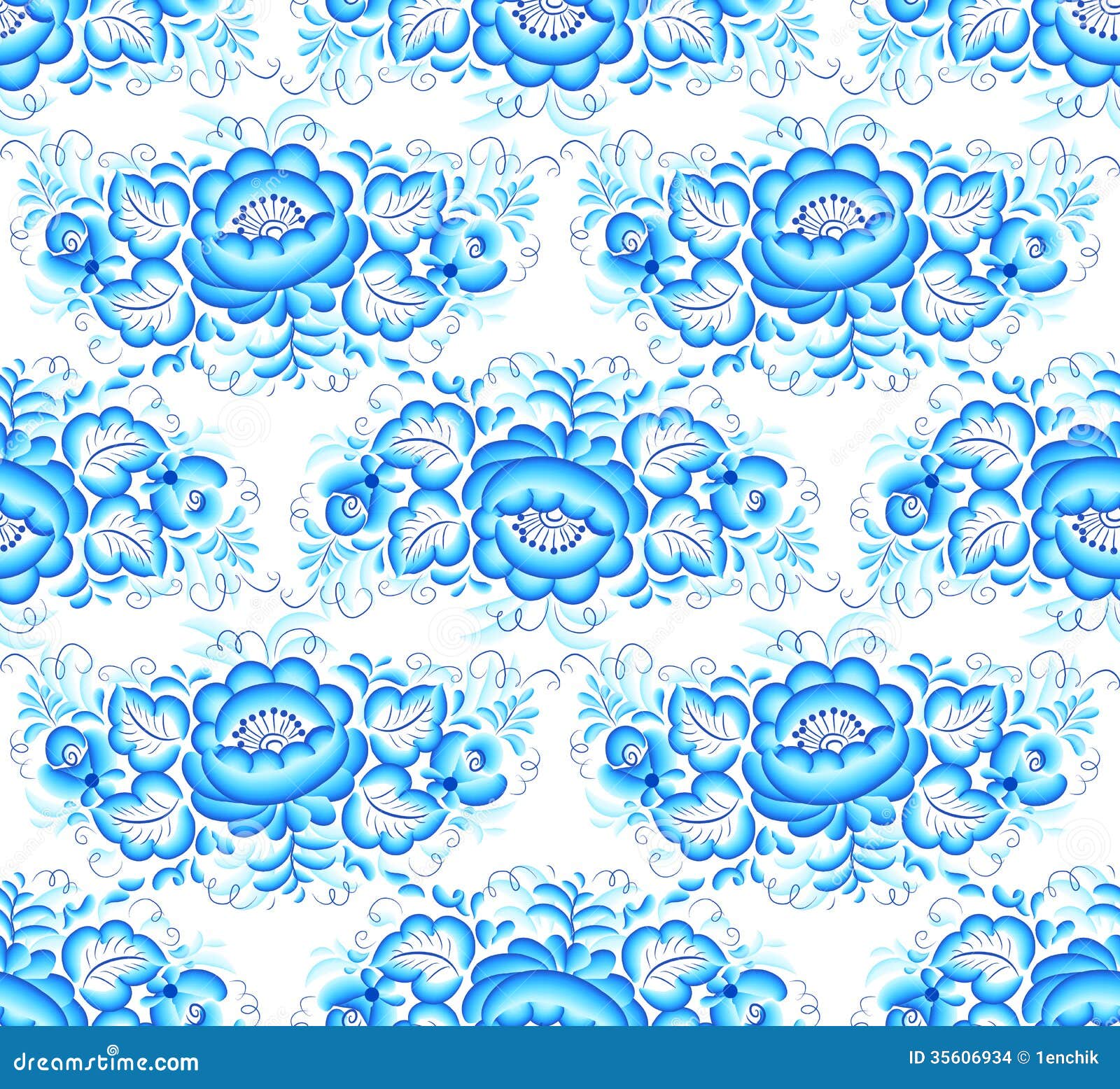 Modelo Inconsútil Del Vector Floral Azul De Encaje Ilustración del ...