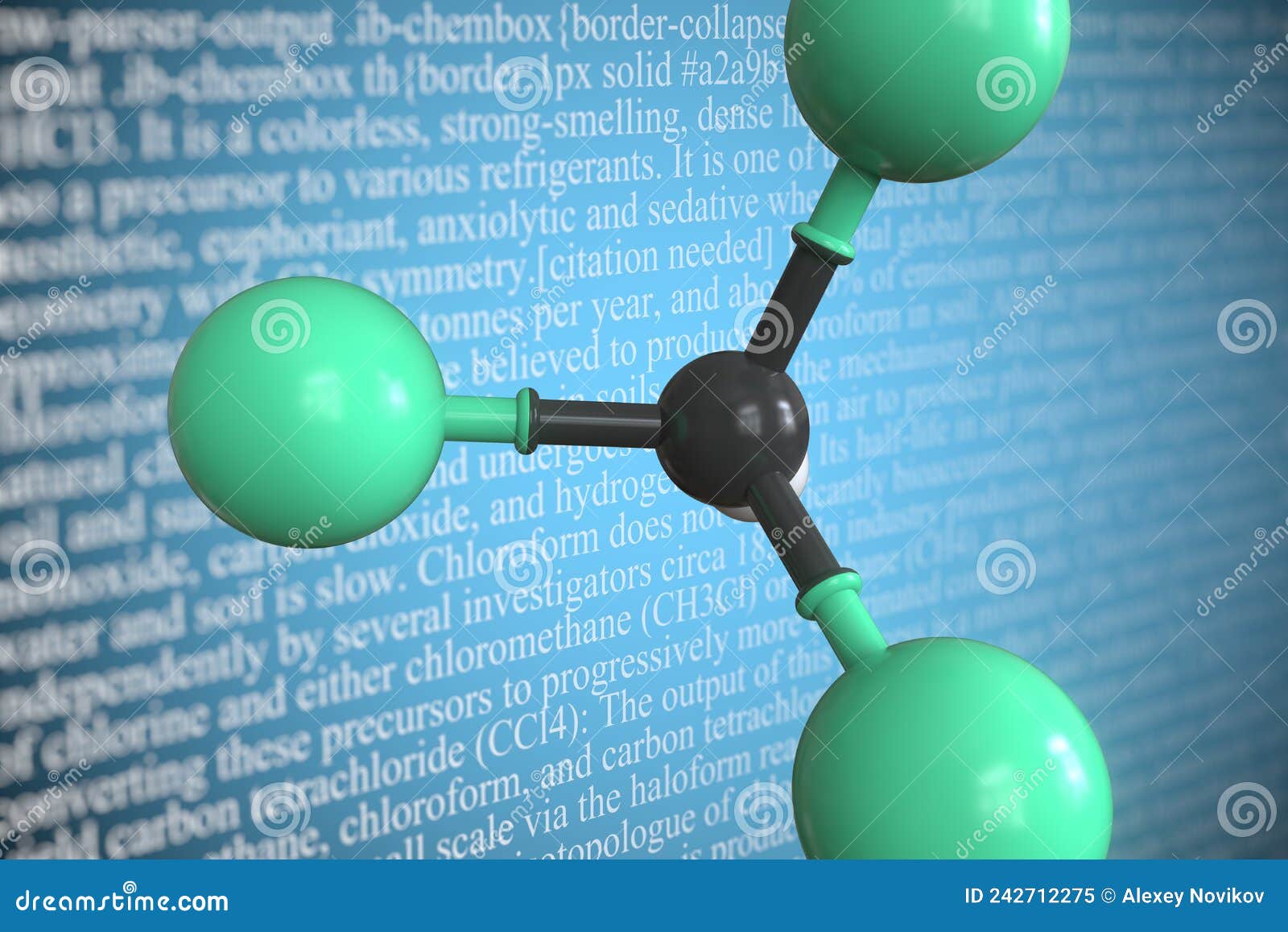 Modelo Molecular De Renderización 3d De Cloroformo Stock de ilustración ...
