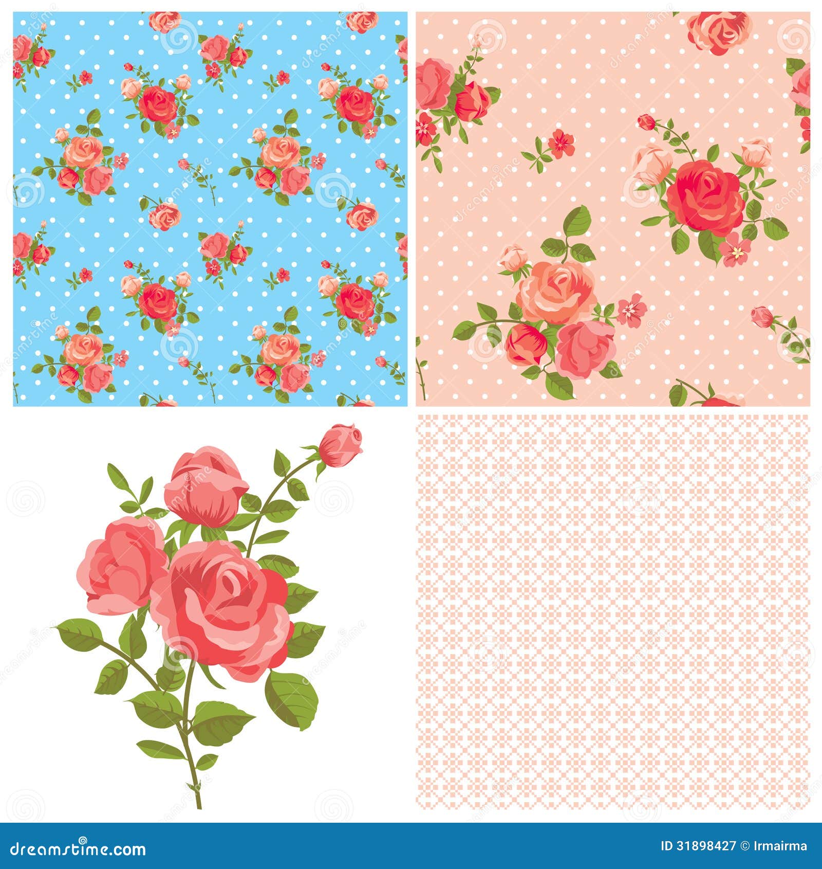 Modelos Color De Rosa Florales Ilustración del Vector - Ilustración de ...