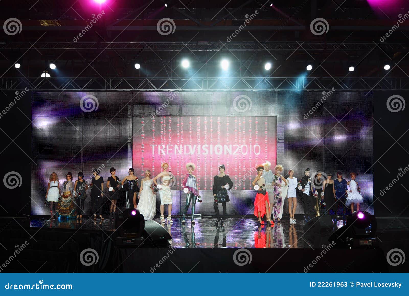 Models with Beautiful Hairdos Stand on Stage Editorial Stock Photo ...