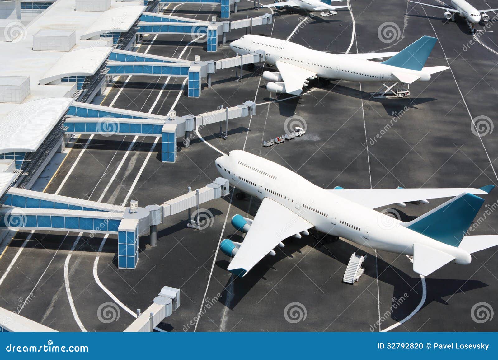 Models of Modern Aircraft Standing at Miniature Airport. Stock Photo ...