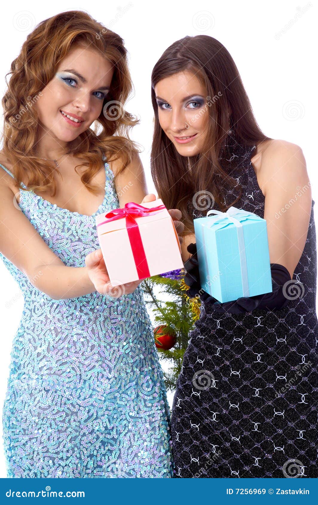 Models with presents stock image. Image of looking, model - 7256969