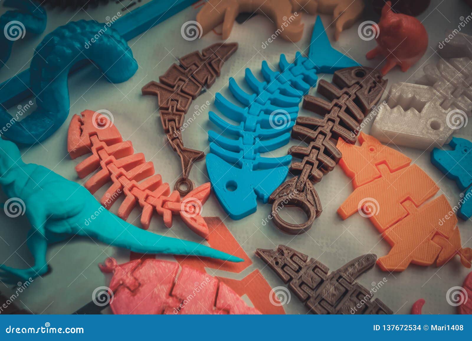 Models Printed by 3d Printer. Bright Colorful Objects Printed on a 3d ...