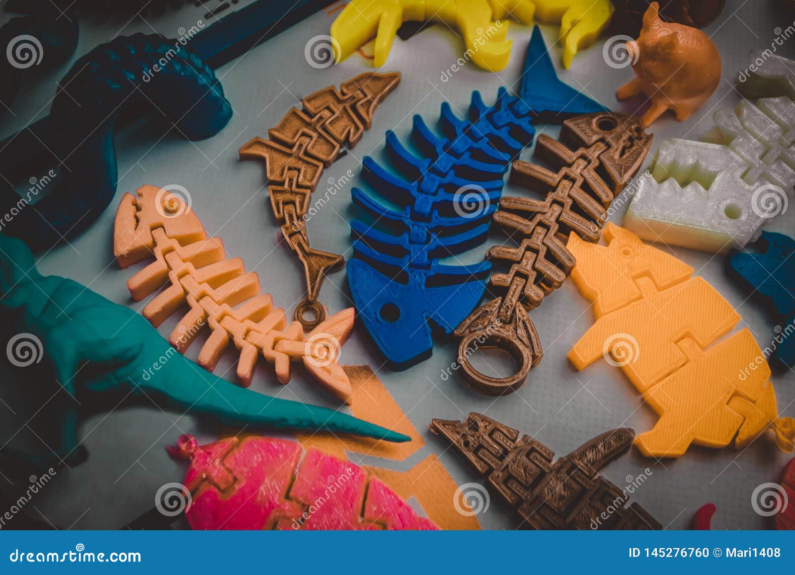 Models Printed by 3d Printer. Bright Colorful Objects Printed on a 3d ...