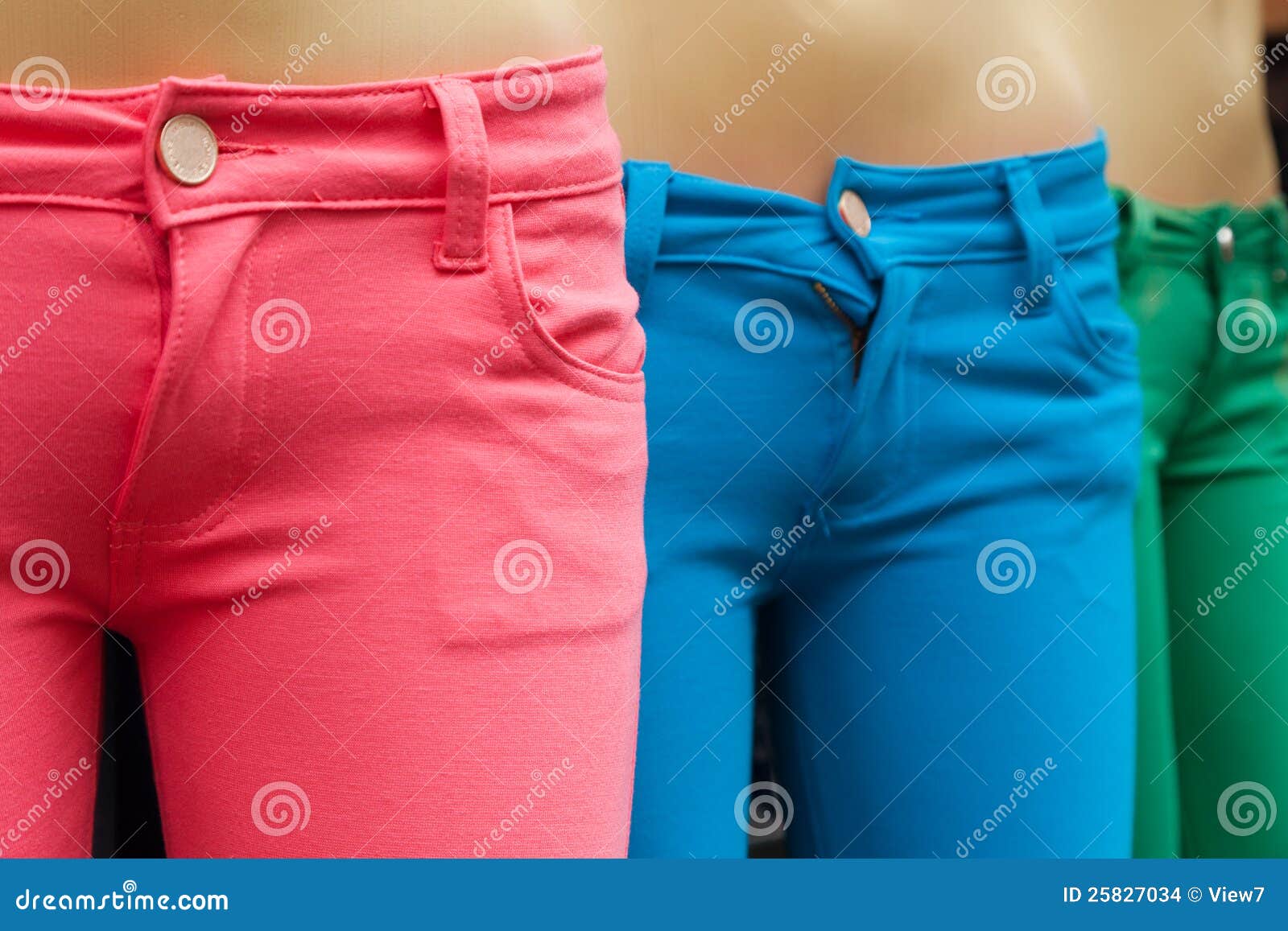 Models Wearing Colorful Jeans Stock Photo - Image of three, woman: 25827034