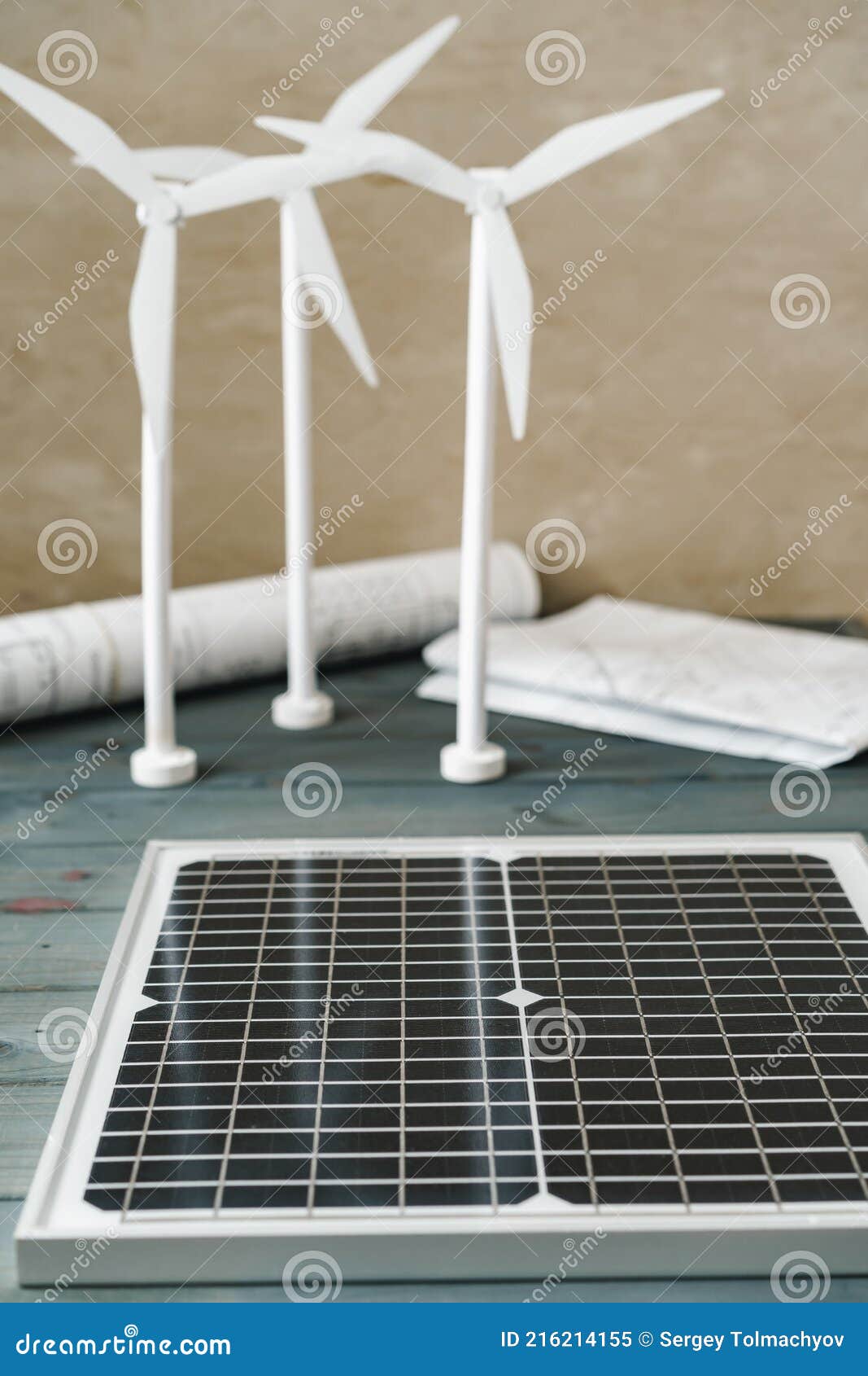 Models of Windmill and Solar Panel, Alternative Energy Sources Stock ...