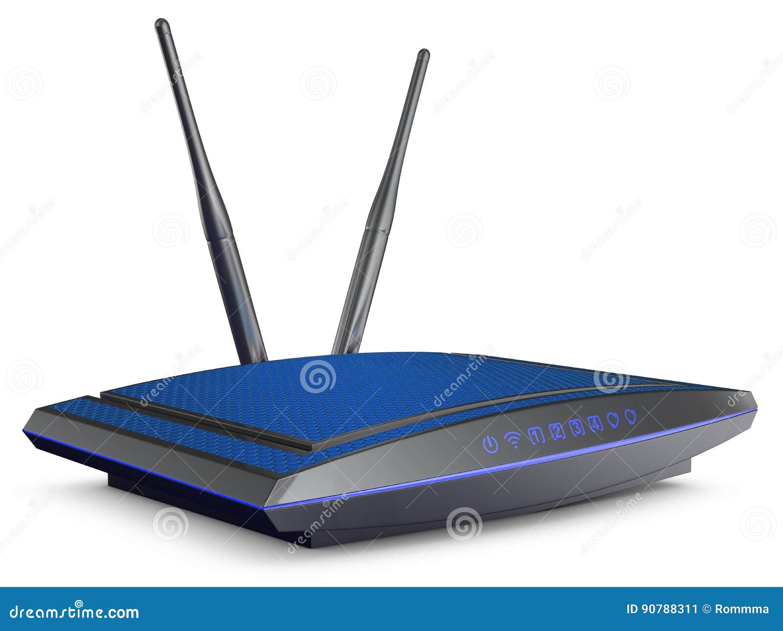 Modem com luz azul ilustração stock. Ilustração de sinal - 90788311