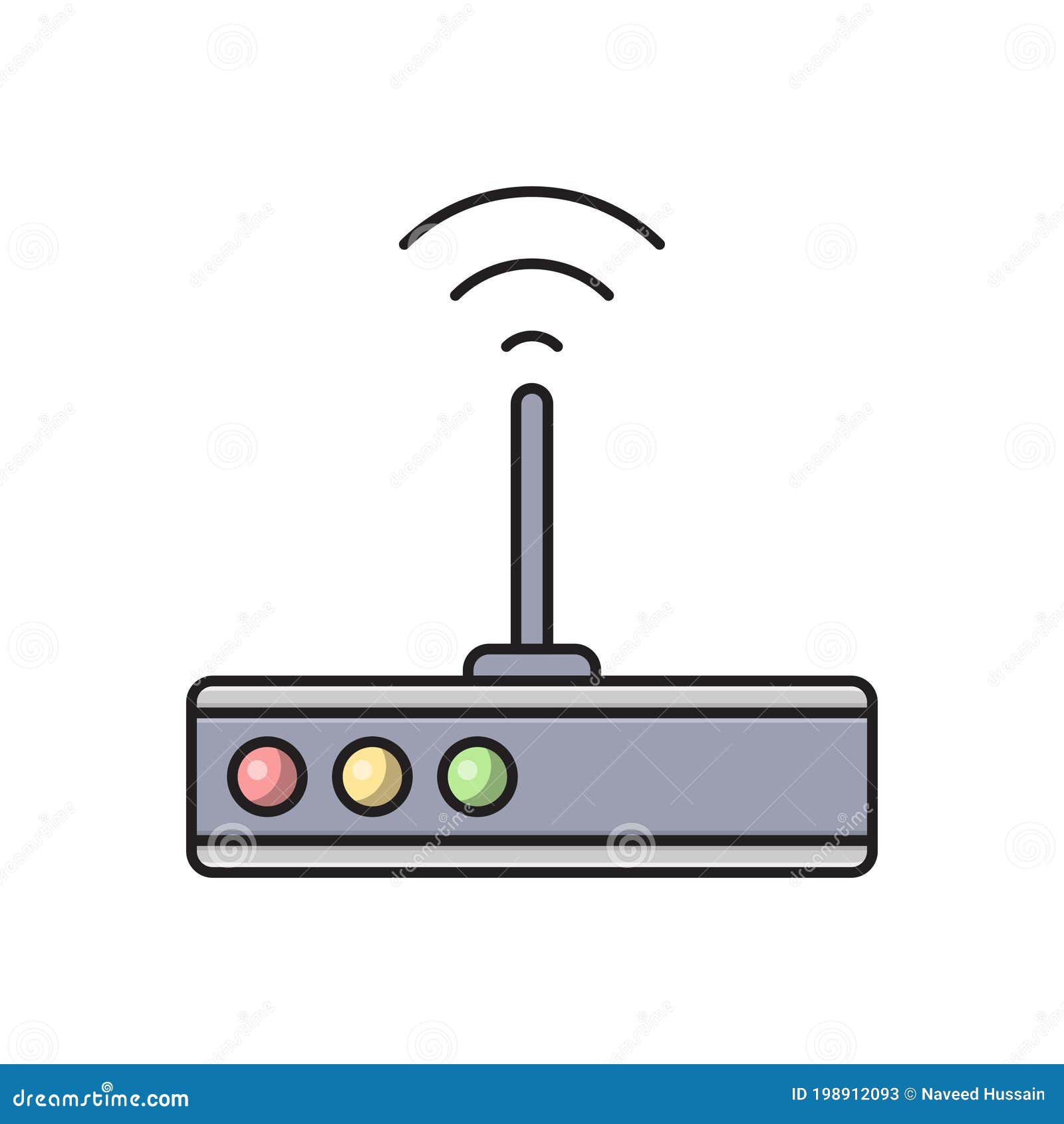 Modem Vector Colour Line Icon Stock Vector - Illustration of switch ...
