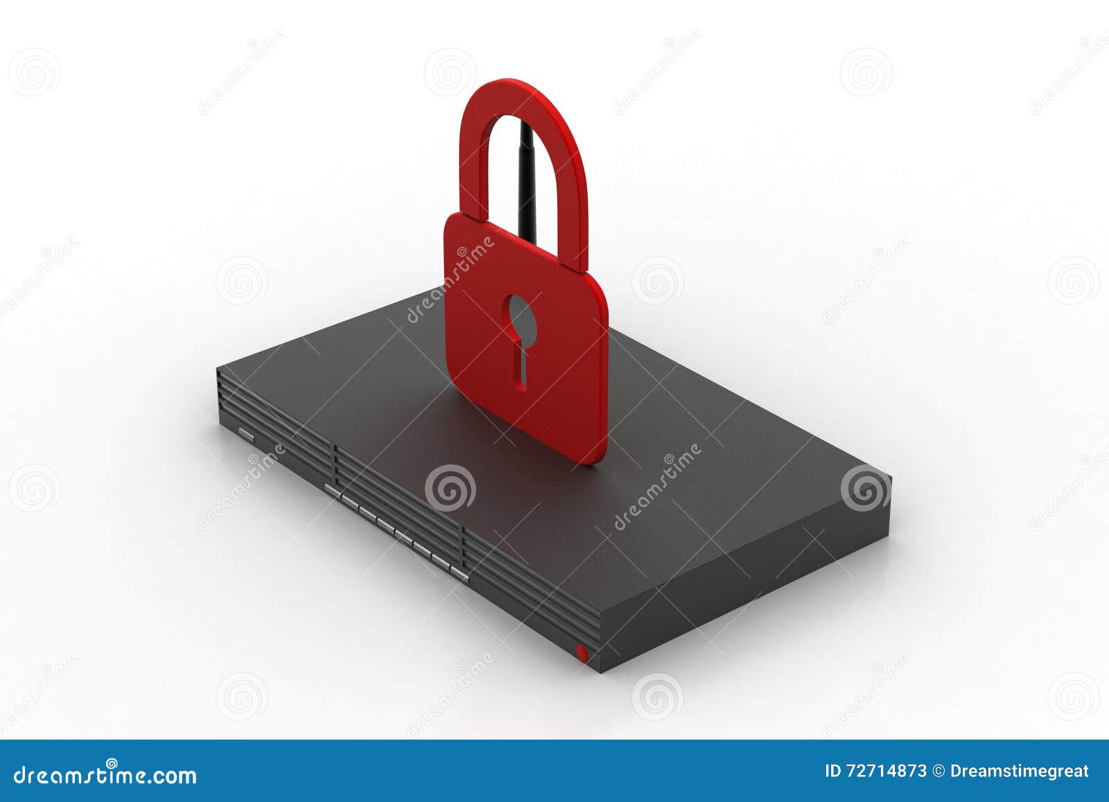 Modem with padlock sign stock illustration. Illustration of server ...