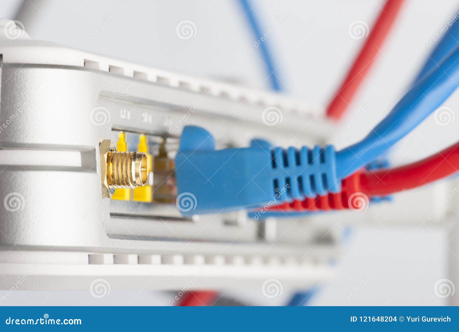 Modem Router Network Hub with Cable Connecting. Stock Photo - Image of ...