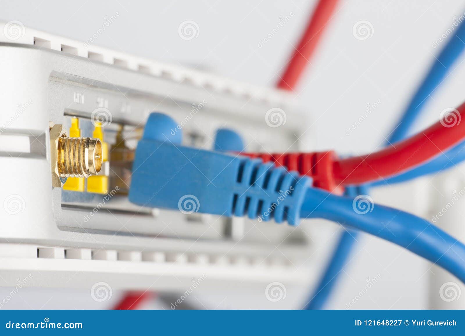 Modem Router Network Hub with Cable Connecting. Stock Image - Image of ...