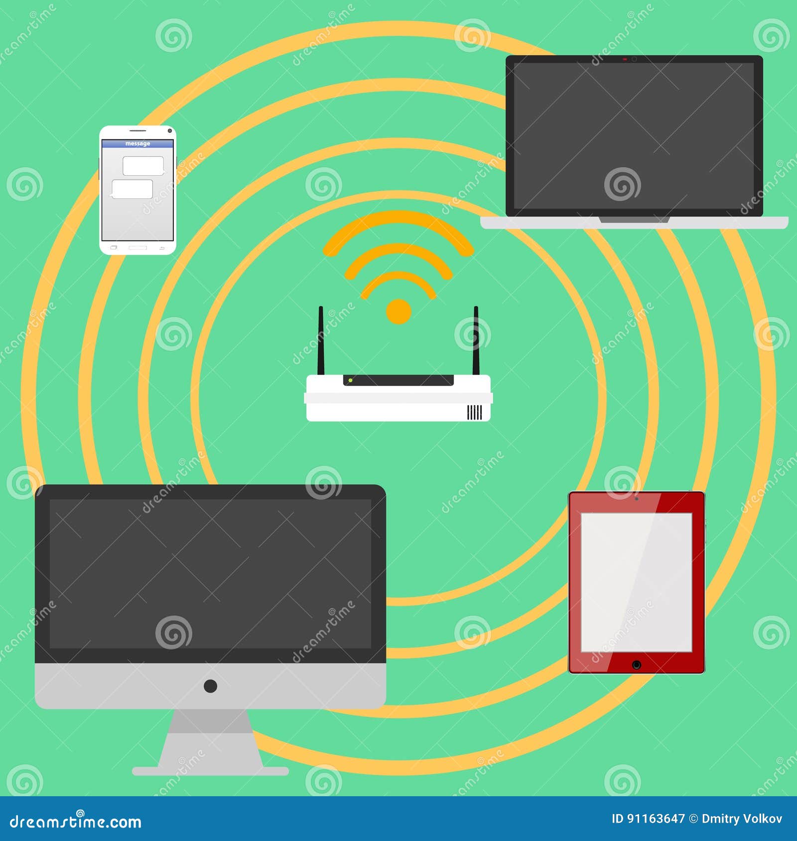The Modem Transmits the Wi-fi Signal Stock Vector - Illustration of ...