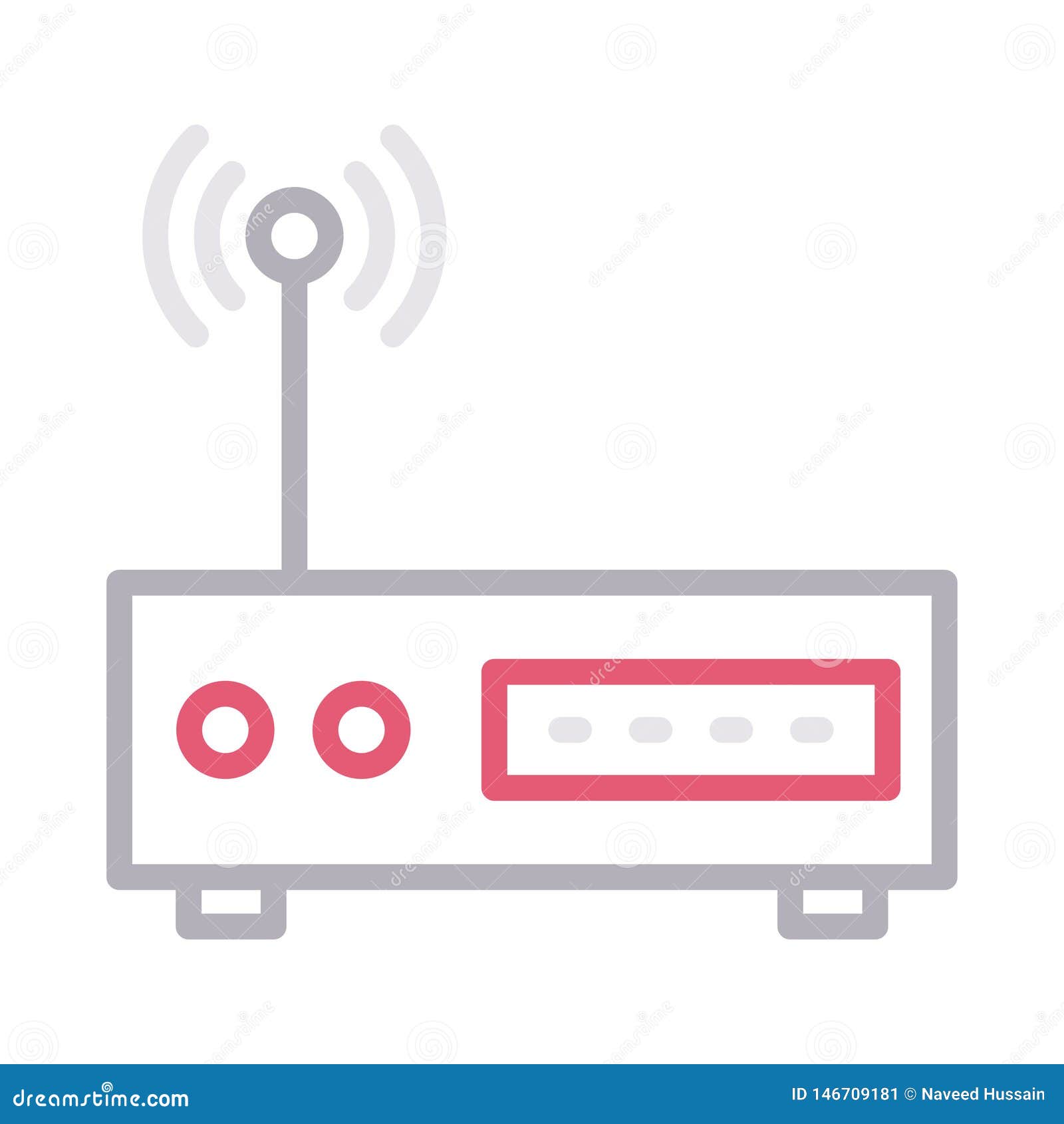 Modem Thin Line Color Vector Icon Stock Vector - Illustration of button ...