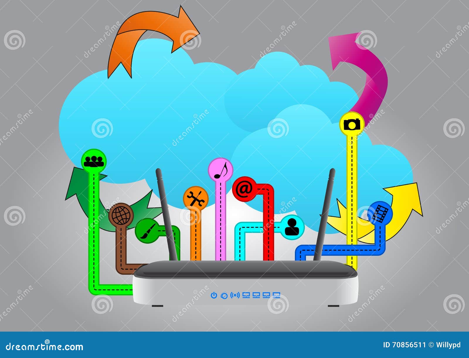 Modem wireless cloud stock vector. Illustration of color - 70856511