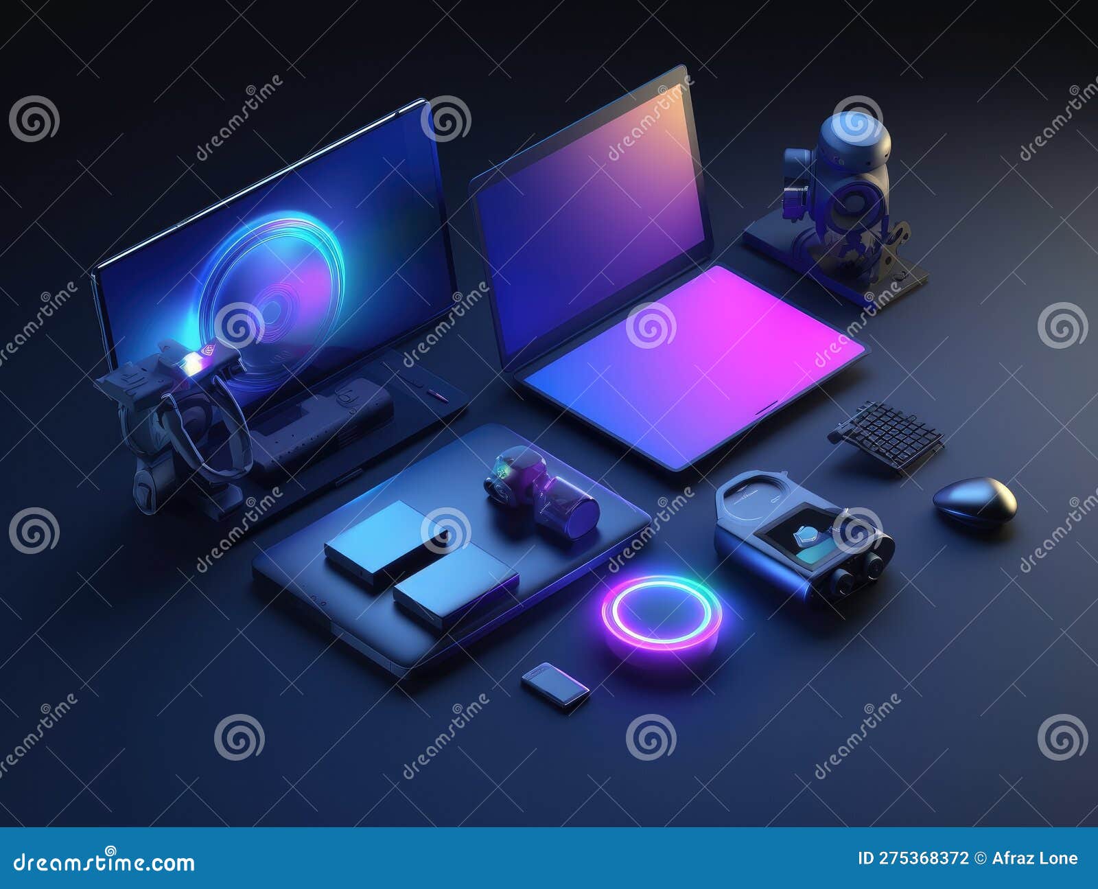 Modern and Antique Technology Devices. Digital and Analog Devices ...