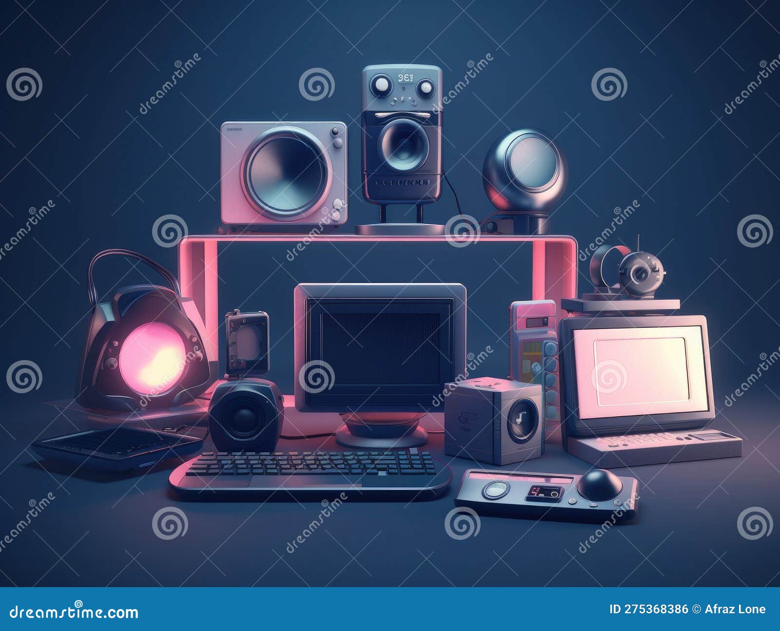 Modern and Antique Technology Devices. Digital and Analog Devices ...