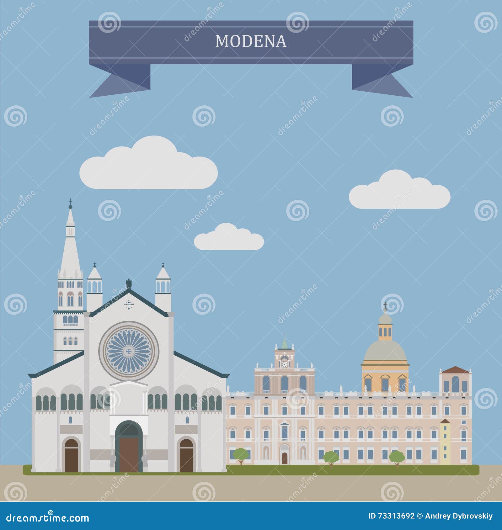 Italy, Modena City Skyline Isolated Vector Illustration, Icons ...