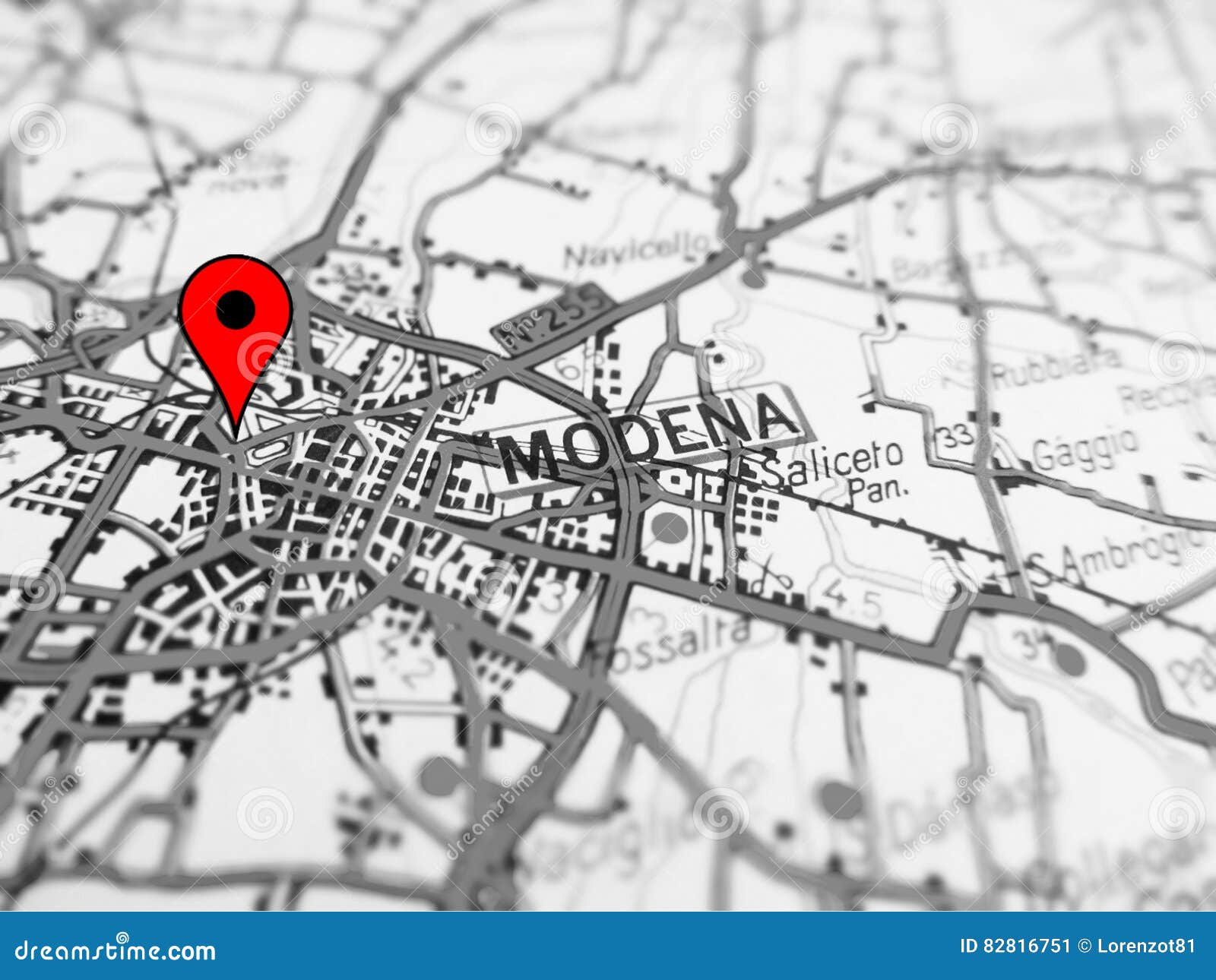 Modena City Over a Road Map ITALY Stock Image - Image of emilia, view ...