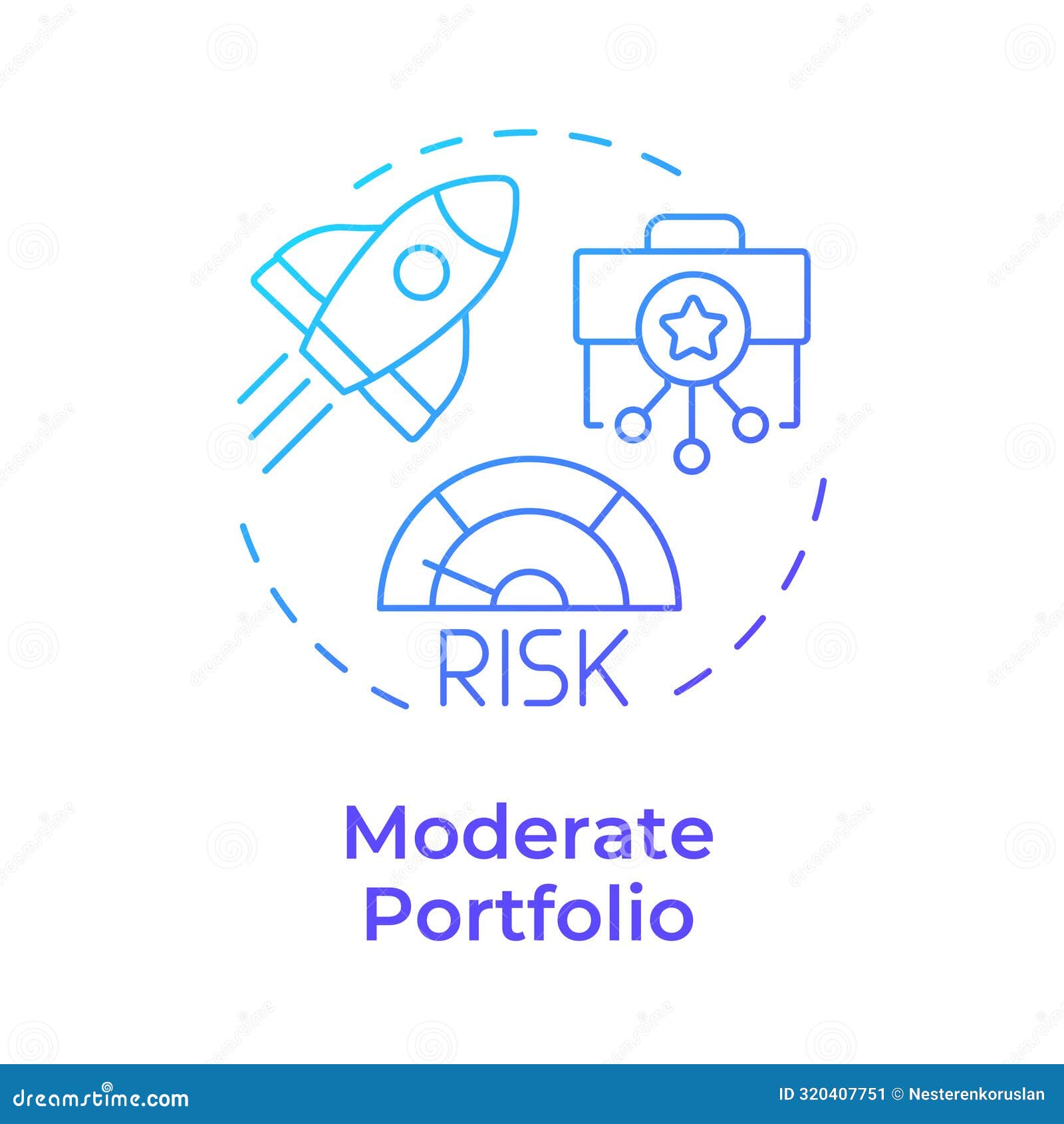 Moderate Portfolio Blue Gradient Concept Icon Stock Illustration ...