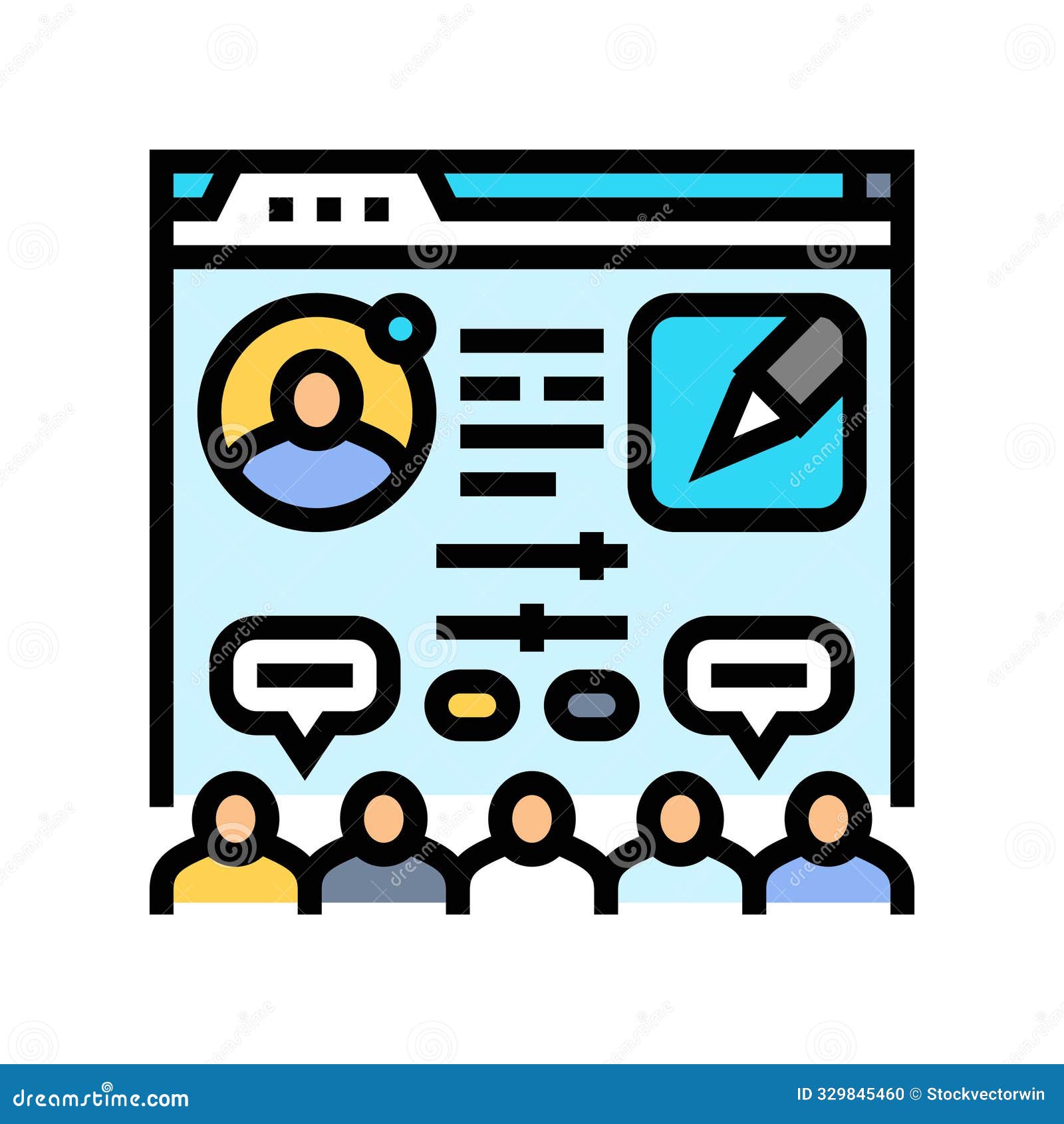 Moderator Control Virtual Conference Color Icon Vector Illustration ...