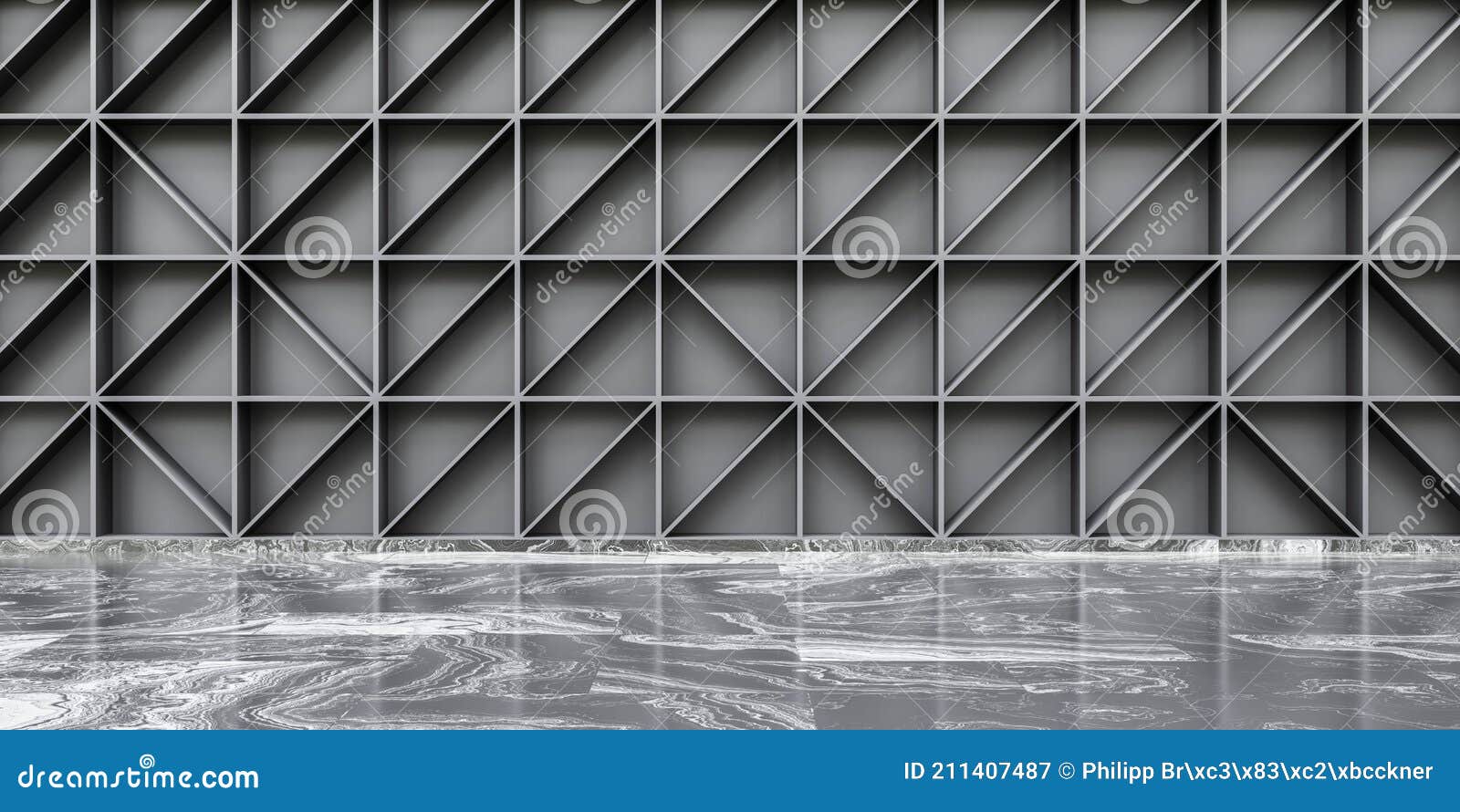 Modern Abstract Architectural Pattern Wall with Stone Tiled Floor 3d ...