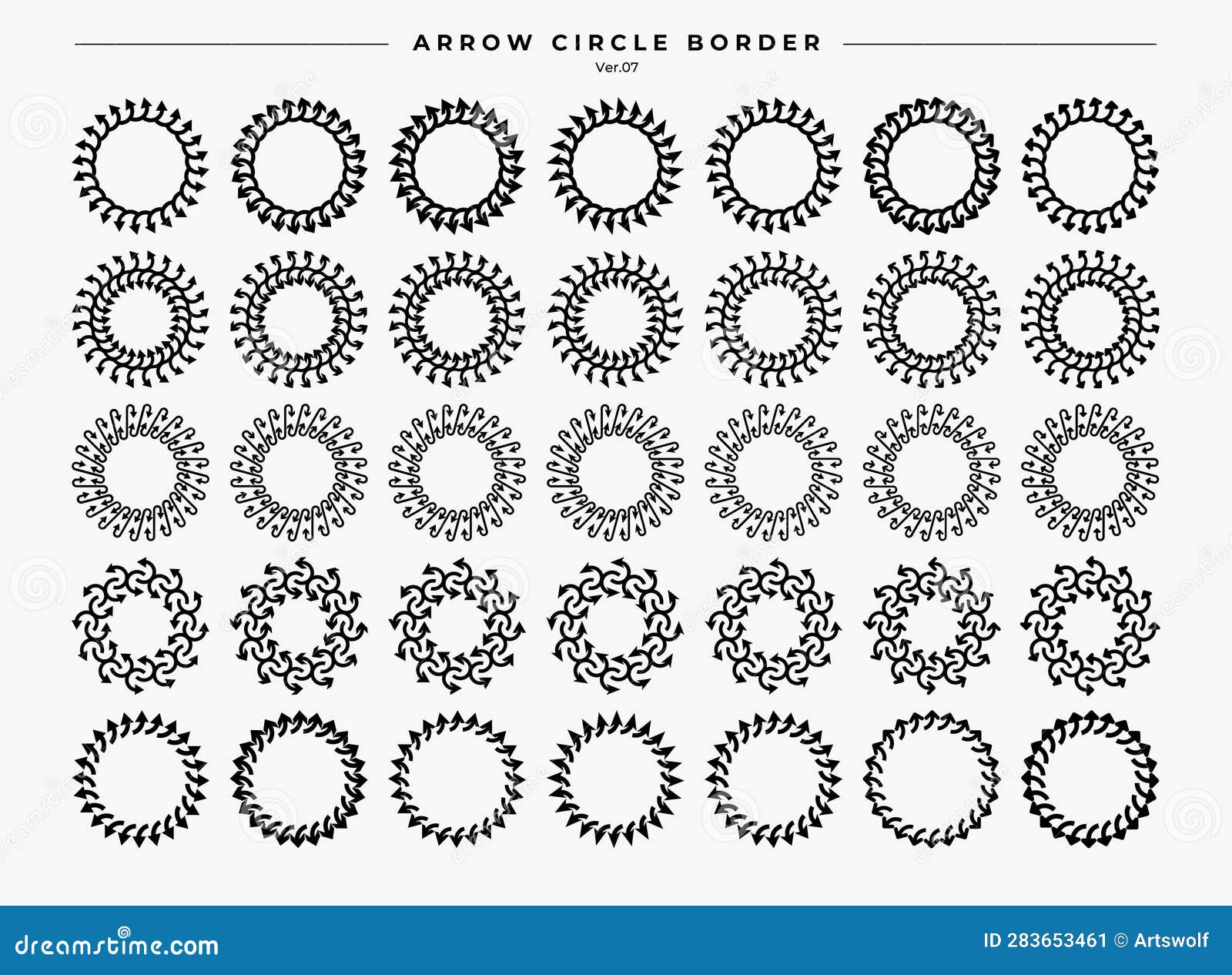 Modern Abstract Arrow Circle Border Logo Design Set. Line Arrow Round ...