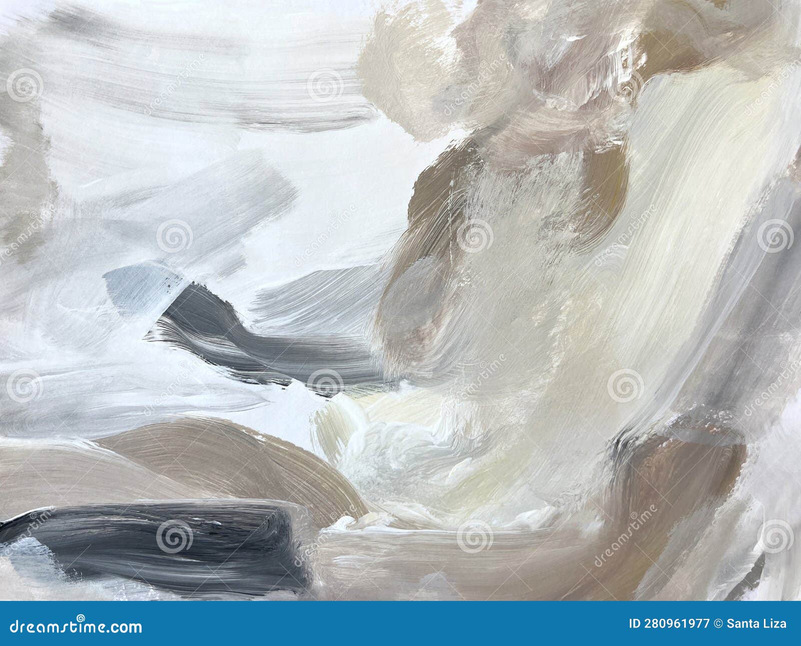 Beige Abstract Landscape Paint. Modern Art. Stock Illustration ...