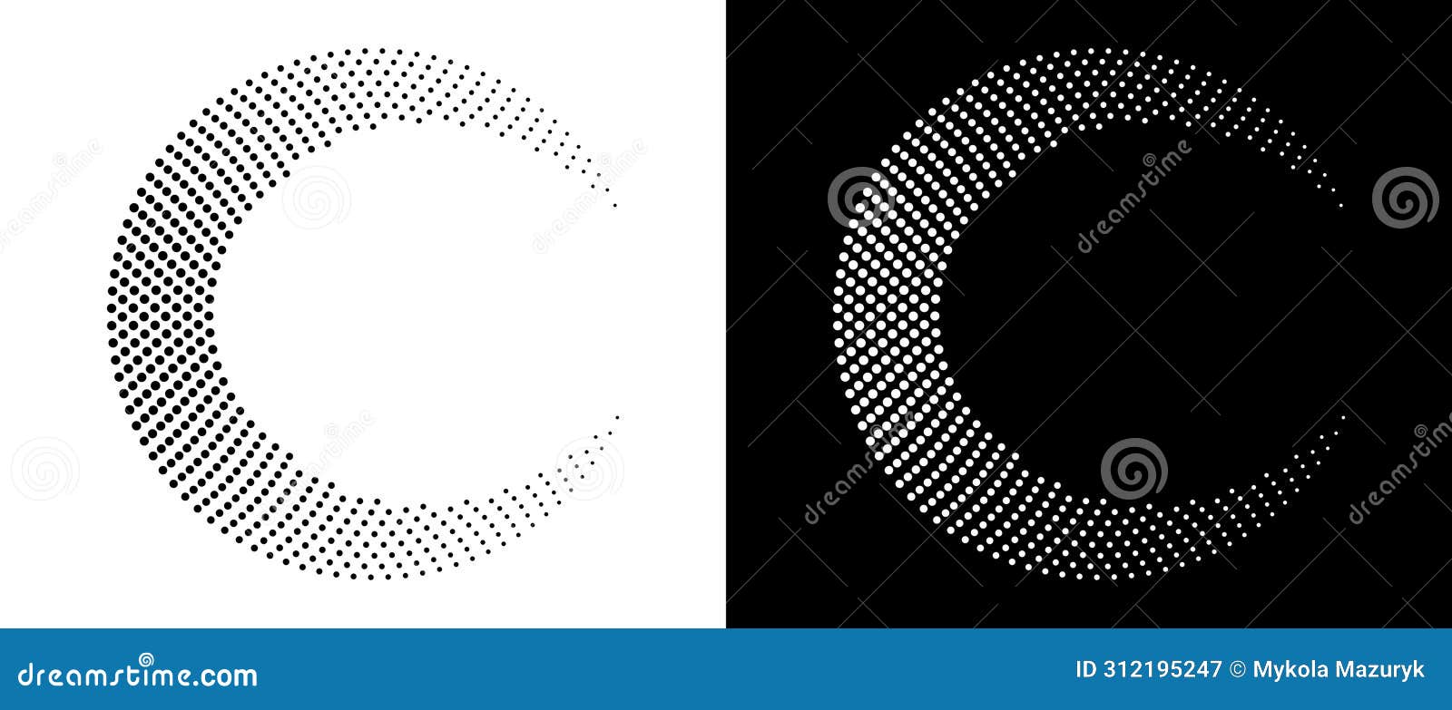 Modern Abstract Background. Halftone Dots in Circle Form. Letter C Like ...
