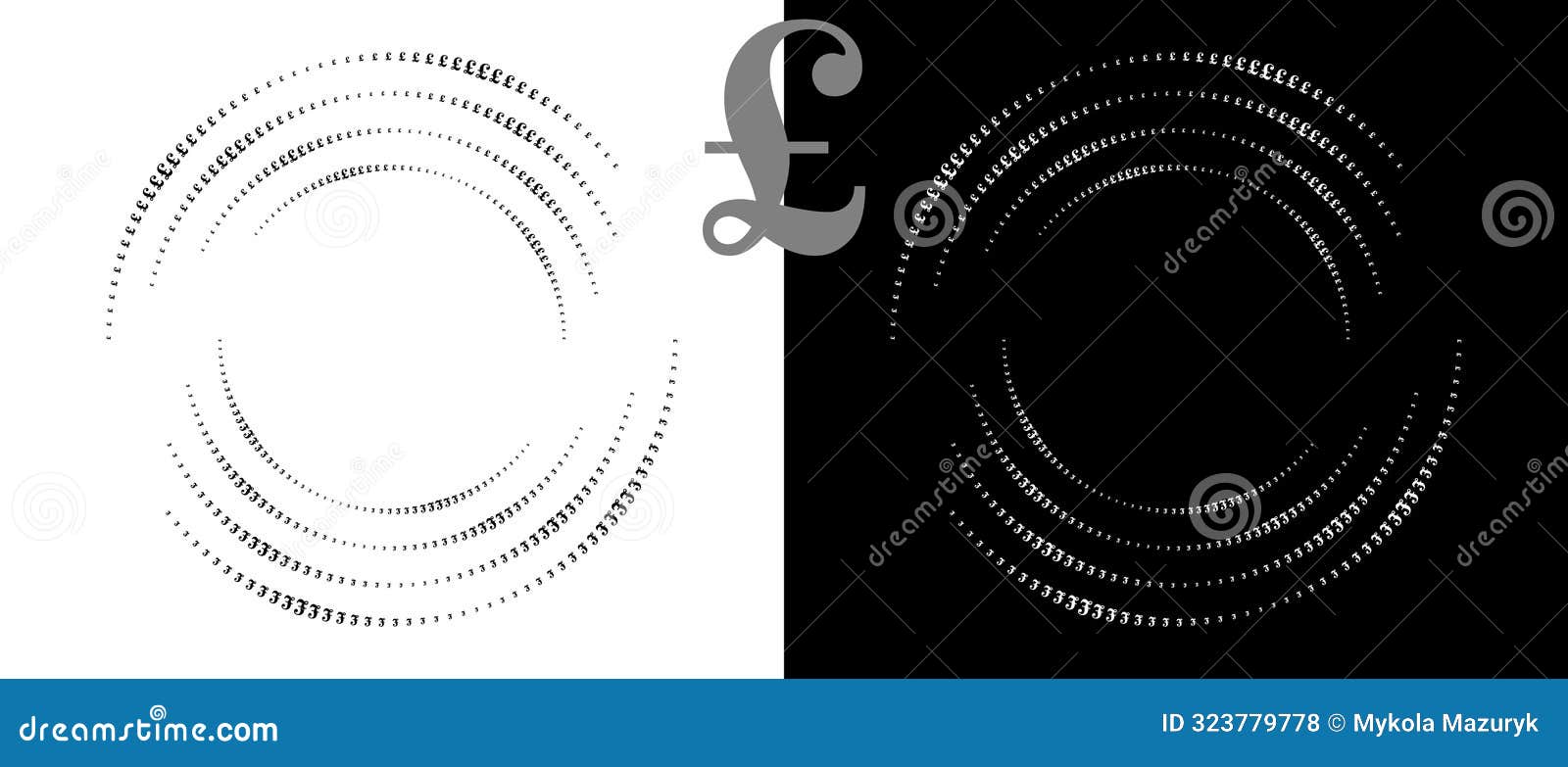 Modern Abstract Background. Halftone POUND Sign in Circle Form. Round ...