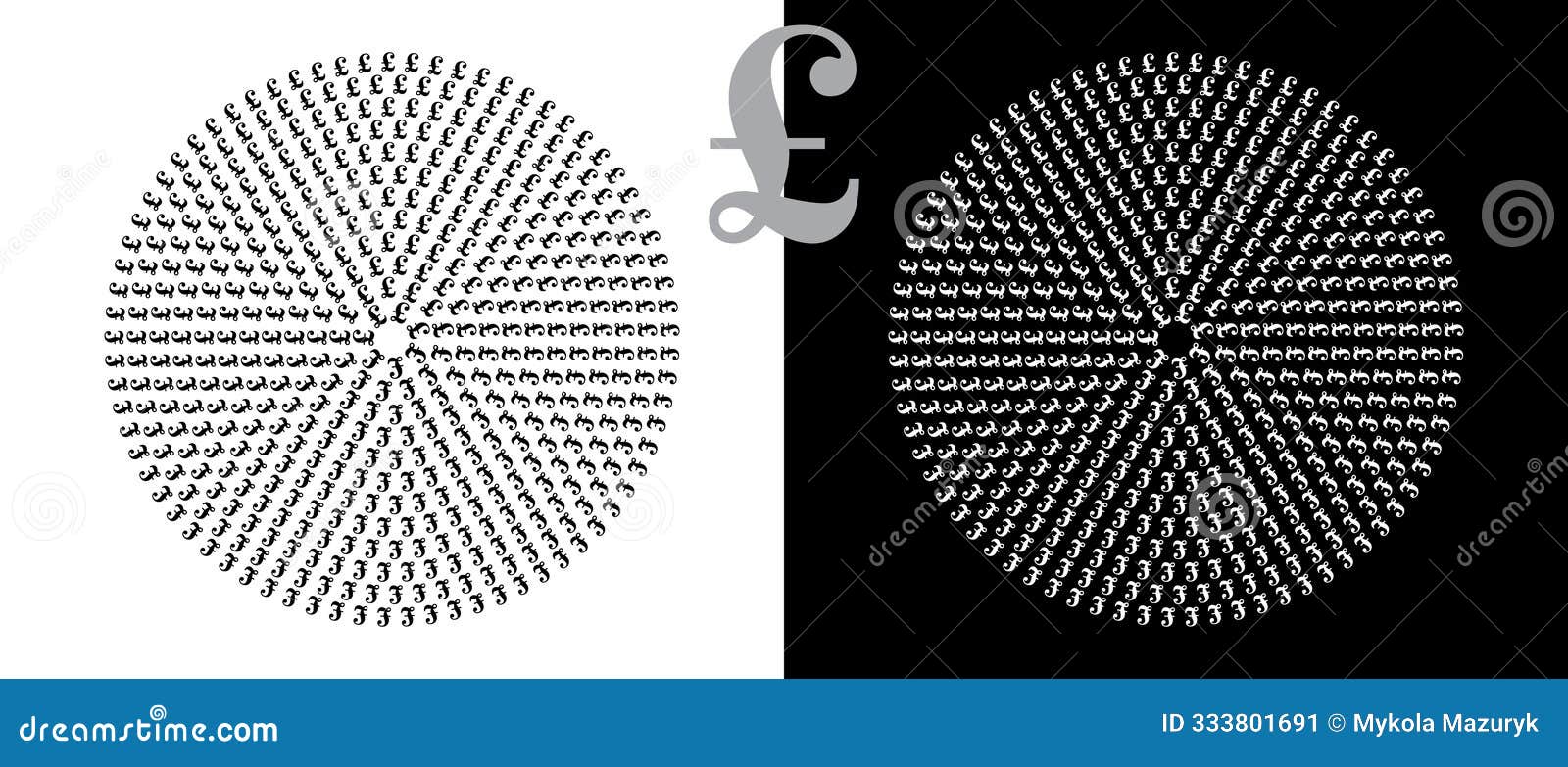 Modern Abstract Background. Halftone POUND Sign in Circle. Round Logo ...