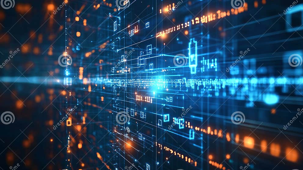 Modern Abstract Background with High Technology Symbols, Binary Code ...