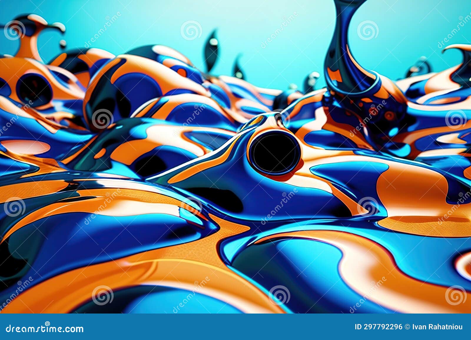 Modern Abstract Background, Liquid Glass, Metal Wavy Figures Stock ...