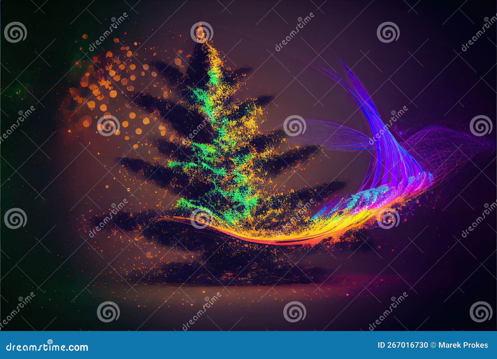 Modern Abstract Background with the Motif of an Illuminated Tree in the ...