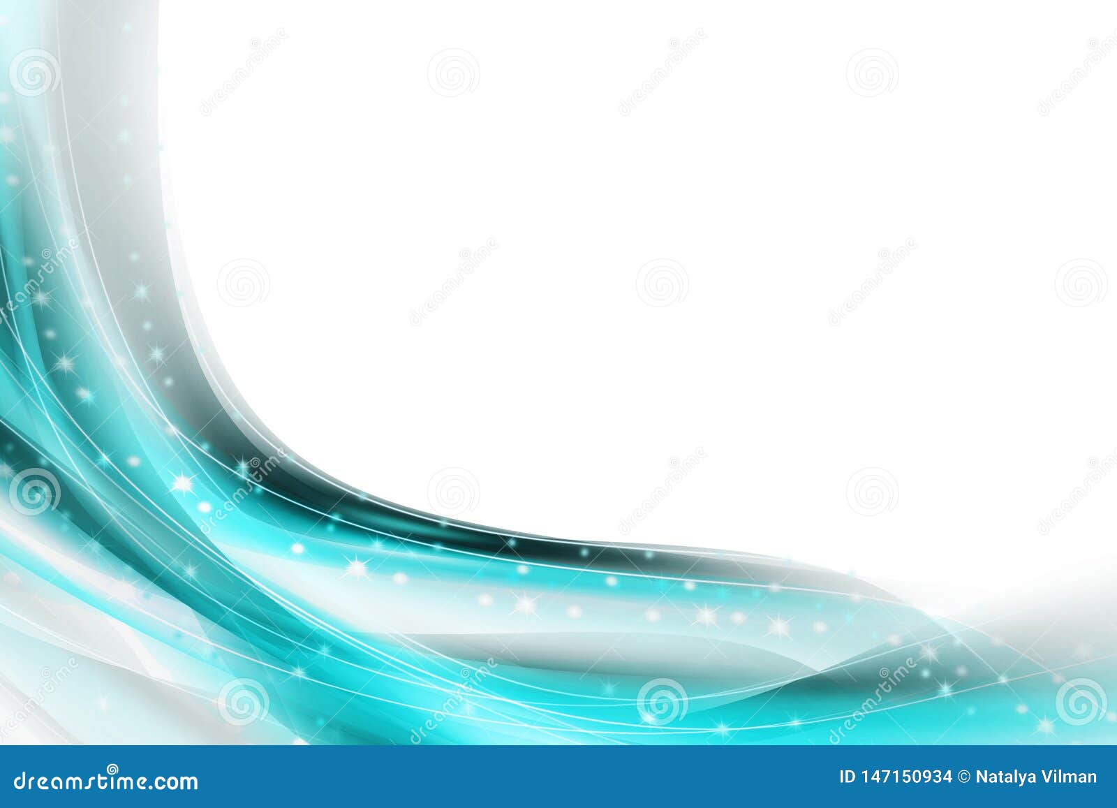 Modern Abstract Background with Place for Text. Wavy Turquoise Lines on ...