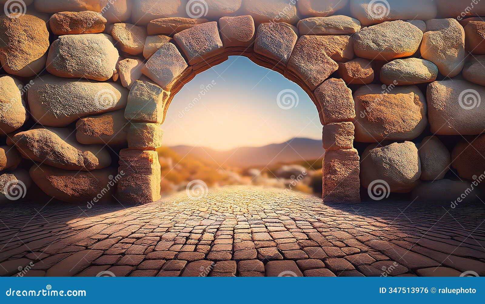 Modern Abstract Background of Stone Wall and Archway Stock Illustration ...