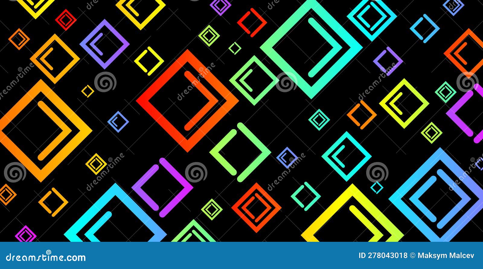 Modern Abstract Black Background with Colorful Gradient Square Shapes ...