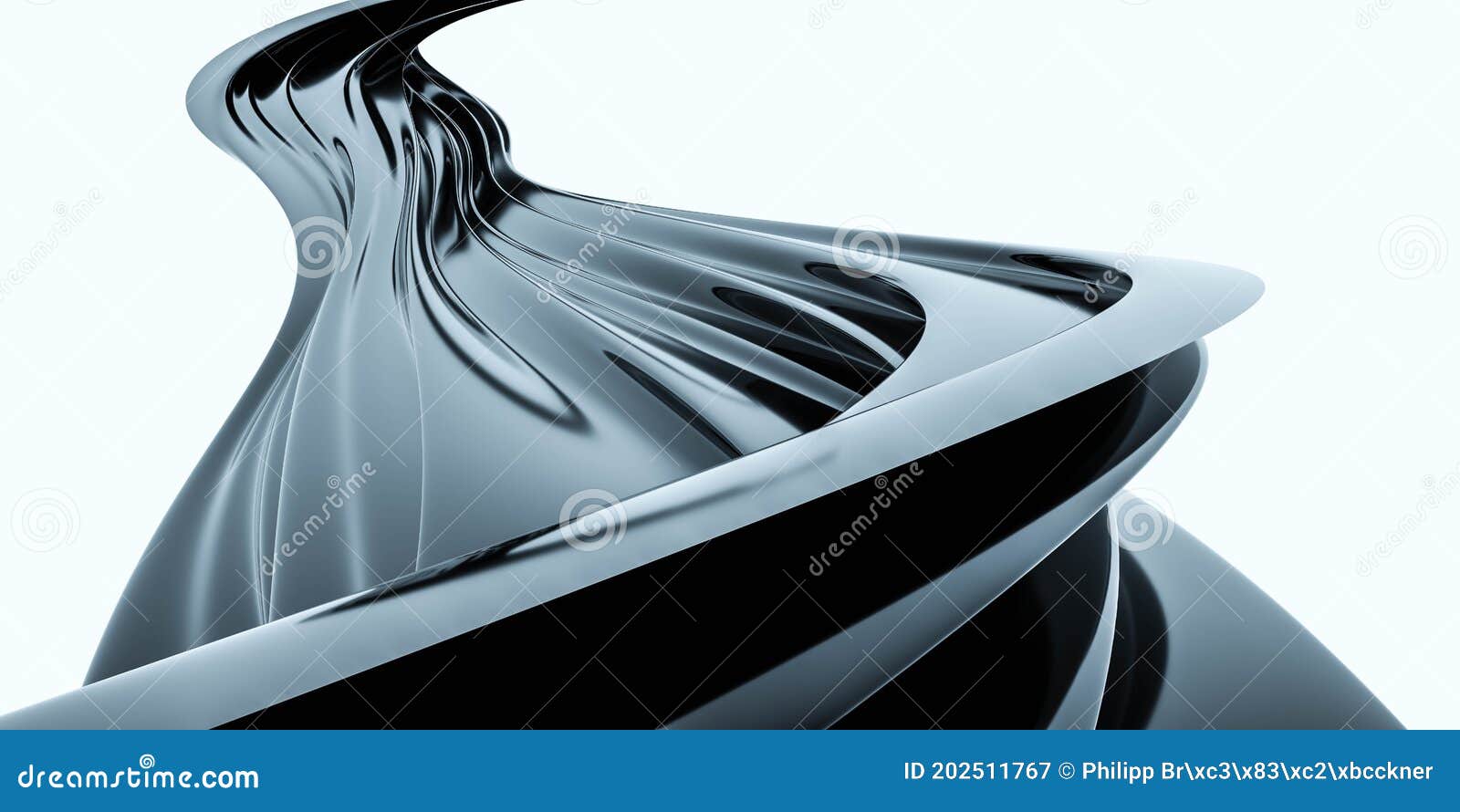 Modern Abstract Black Surface Reflection with Curves 3d Render ...
