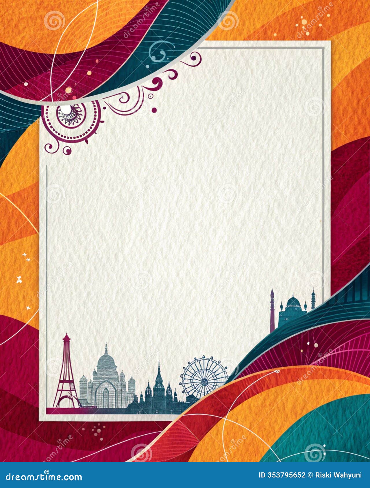 Modern Abstract Border Design with Paper Texture and Fiery Twilight ...