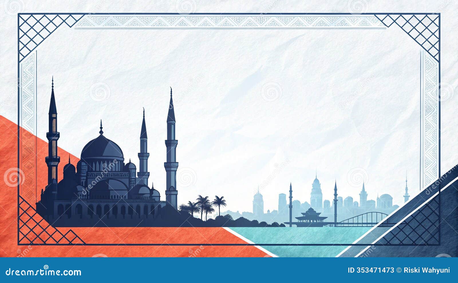 Modern Abstract Border Design with Paper Texture and Oceanic Sunset ...