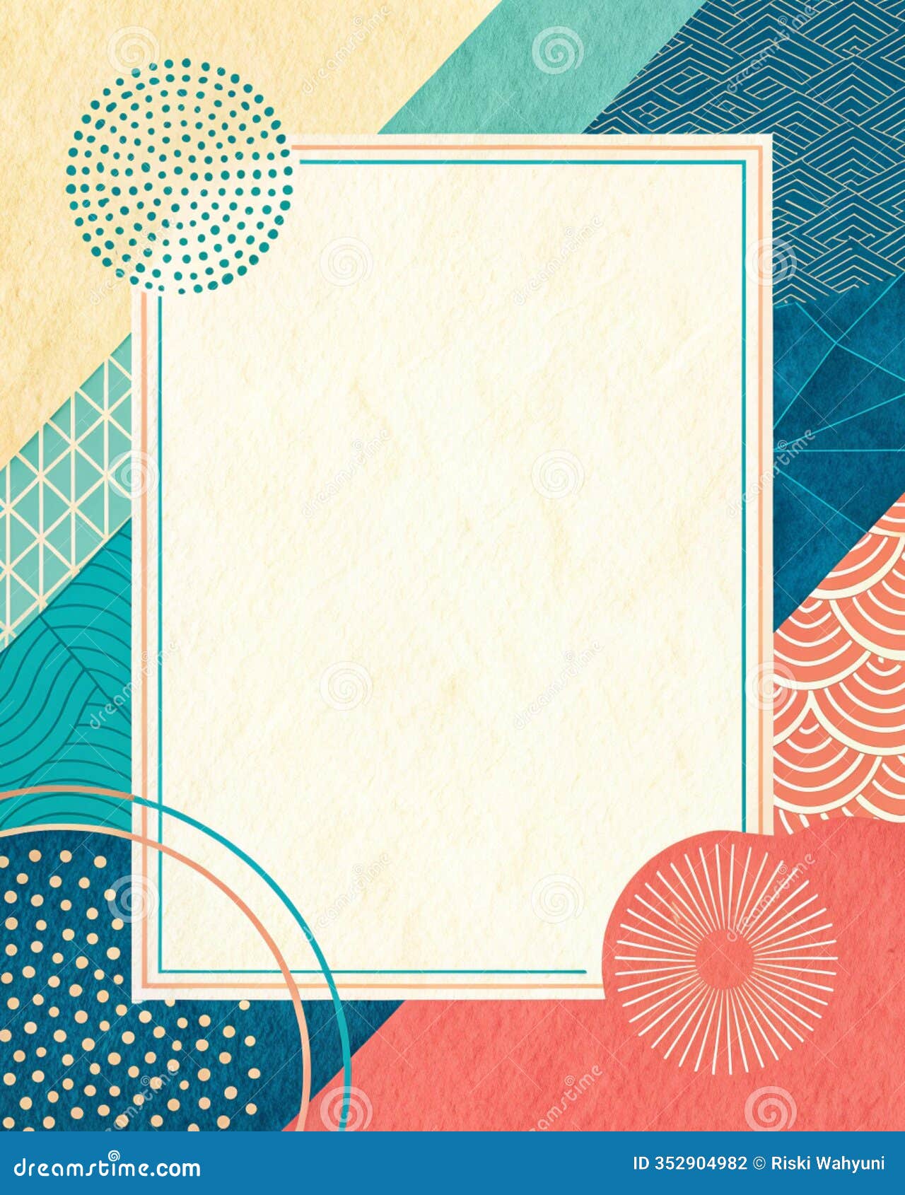 Modern Abstract Border Design with Paper Texture and Tropical Sunrise ...