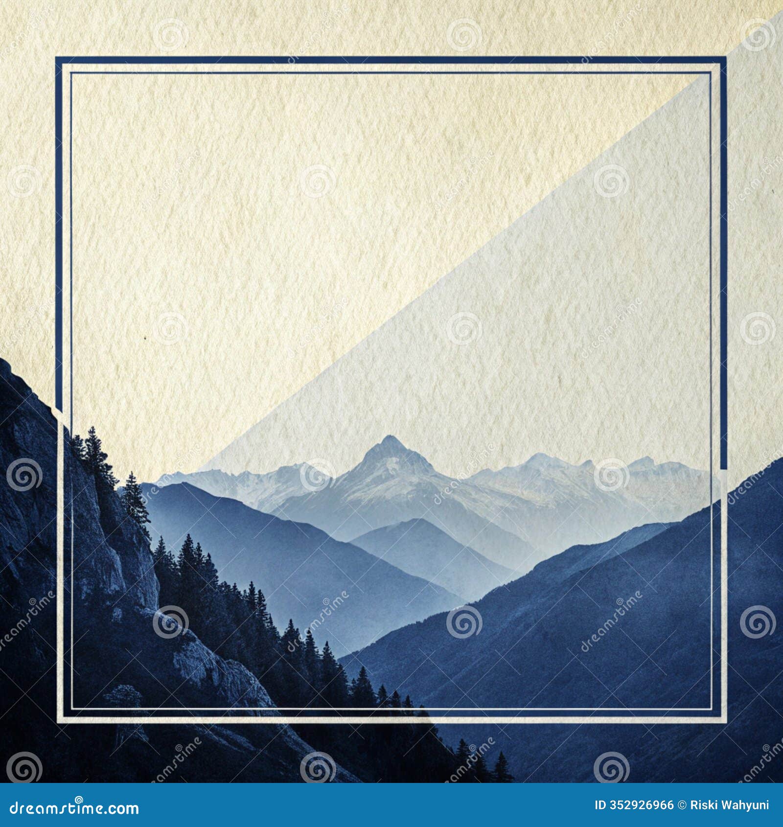 Modern Abstract Border Design with Paper Texture and Twilight Blues ...