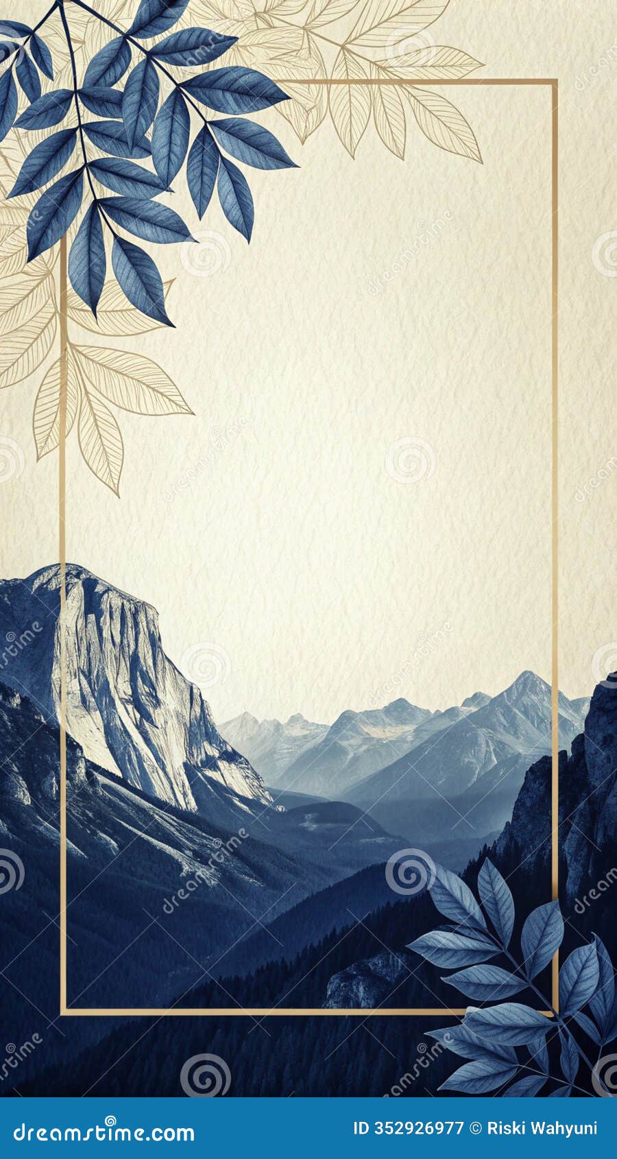 Modern Abstract Border Design with Paper Texture and Twilight Blues ...