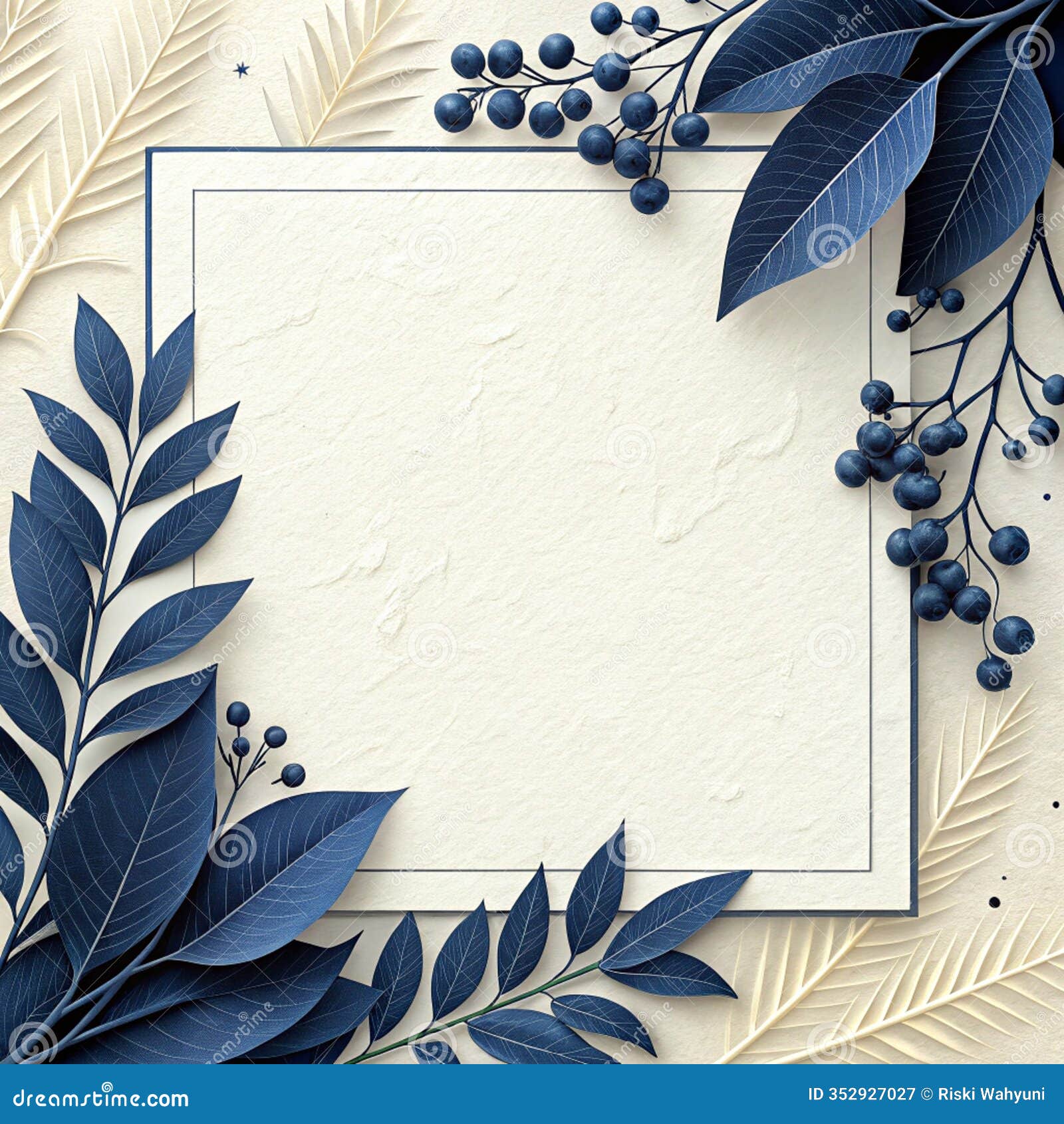 Modern Abstract Border Design with Paper Texture and Twilight Blues ...