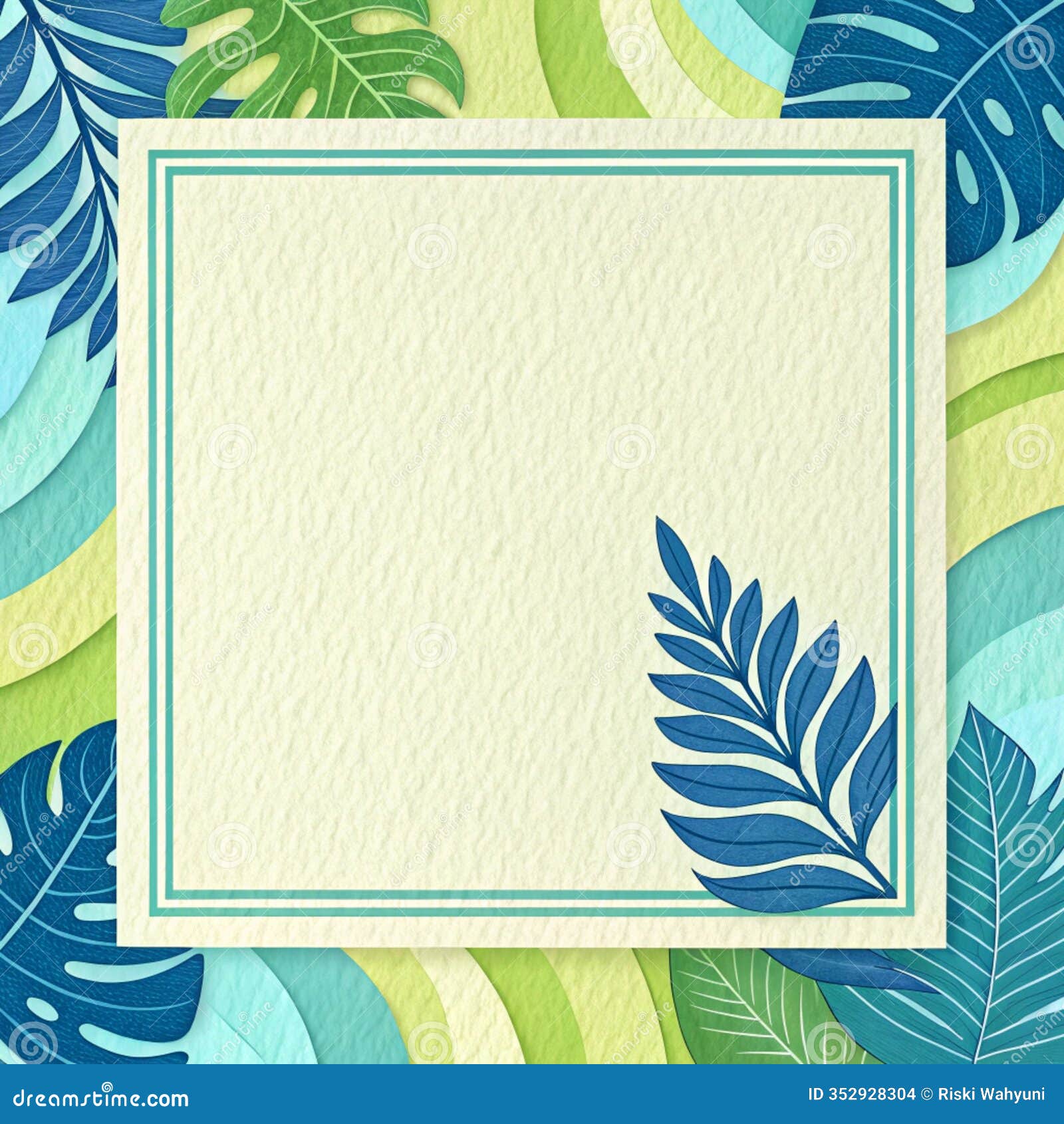 Modern Abstract Border Design with Paper Texture and Verdant Cascade ...