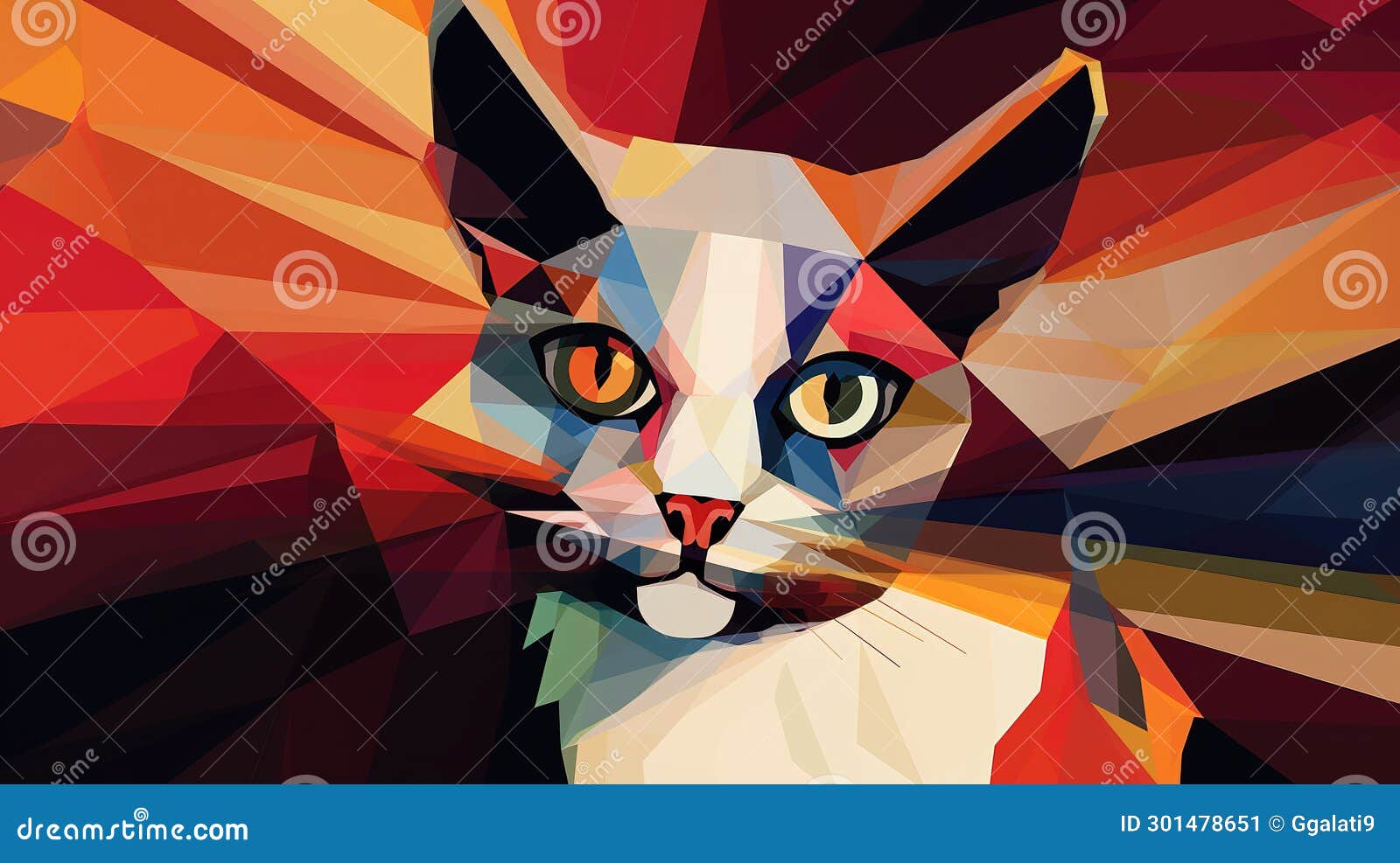 A Modern Abstract Cat Face Artwork, Geometrical Design, Ai Generated ...