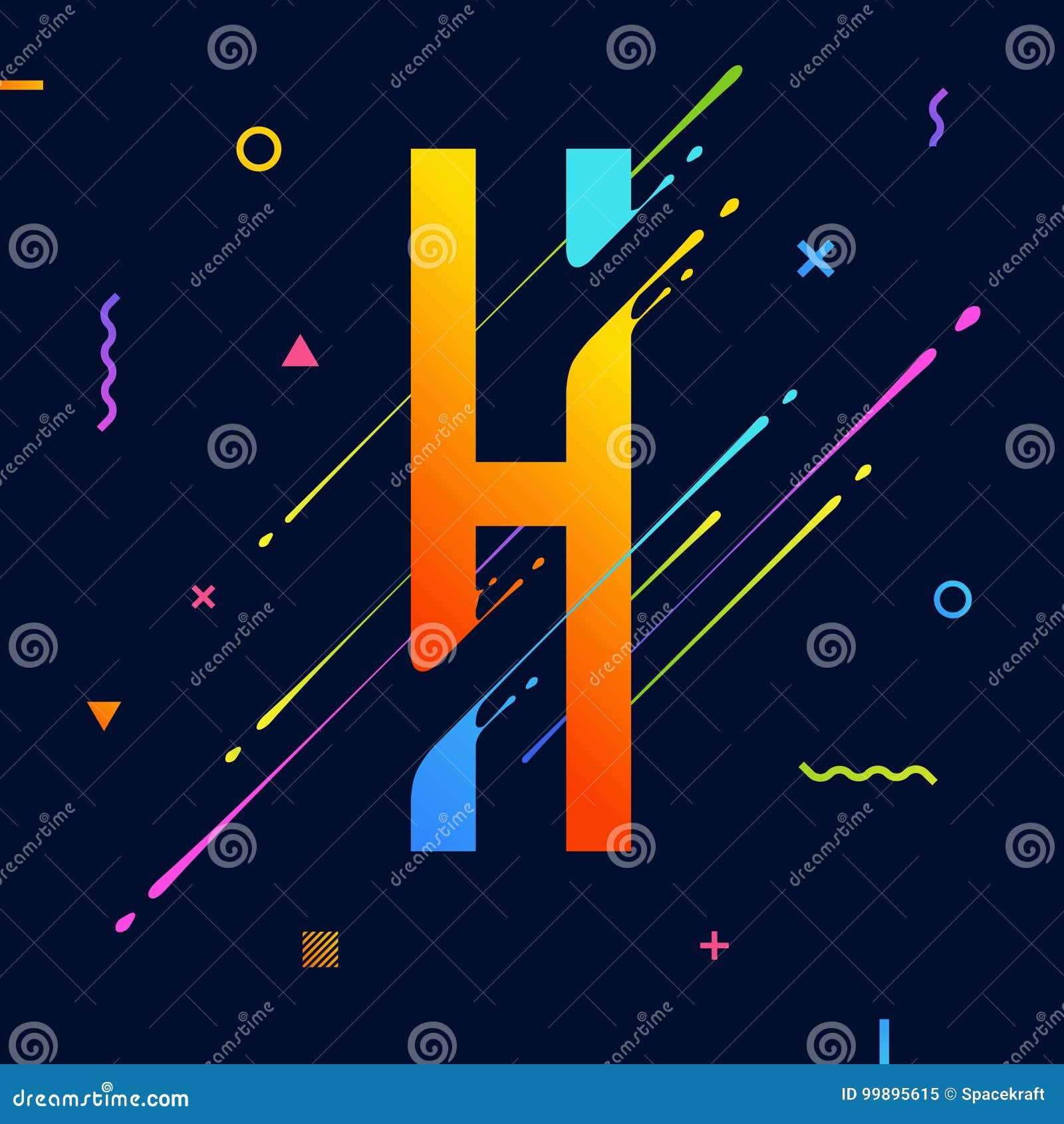 Modern Abstract Colorful Alphabet with Minimal Design. Letter H ...