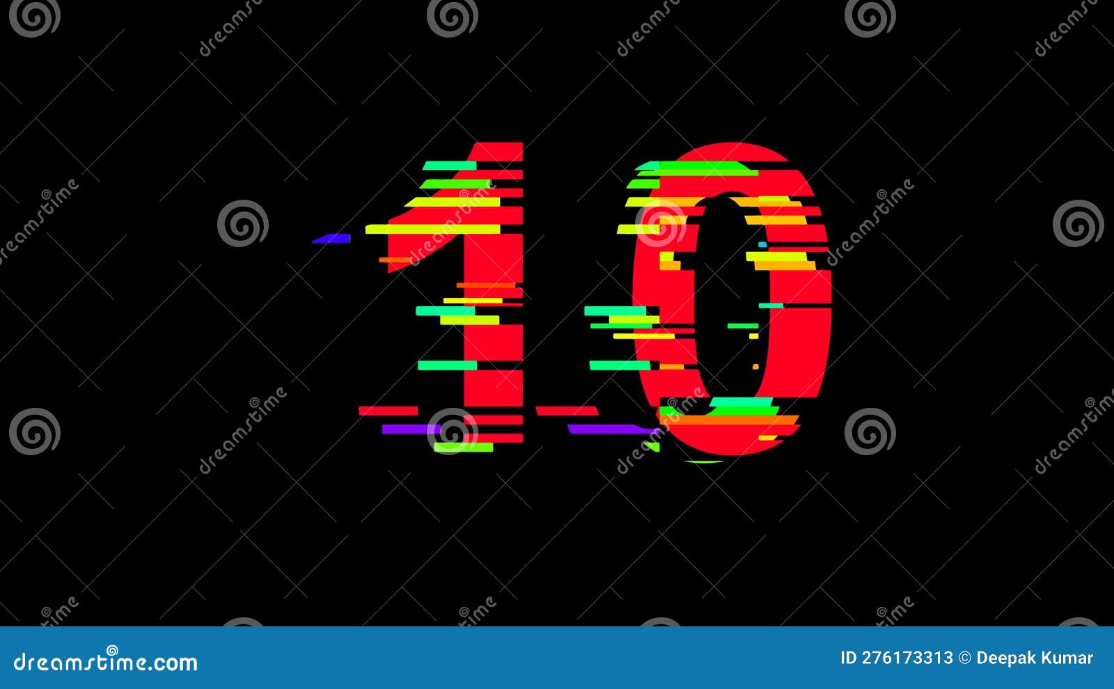 Modern Abstract Colorful Number.Number 10 Glitch Effect Style for ...