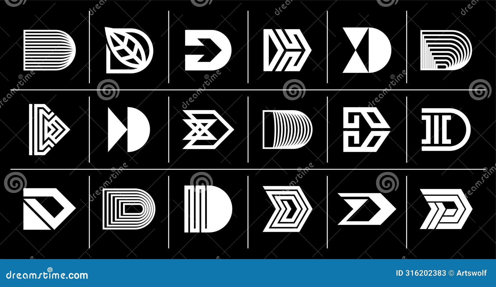 Modern Abstract Company Letter D Logo Design Set Stock Vector ...